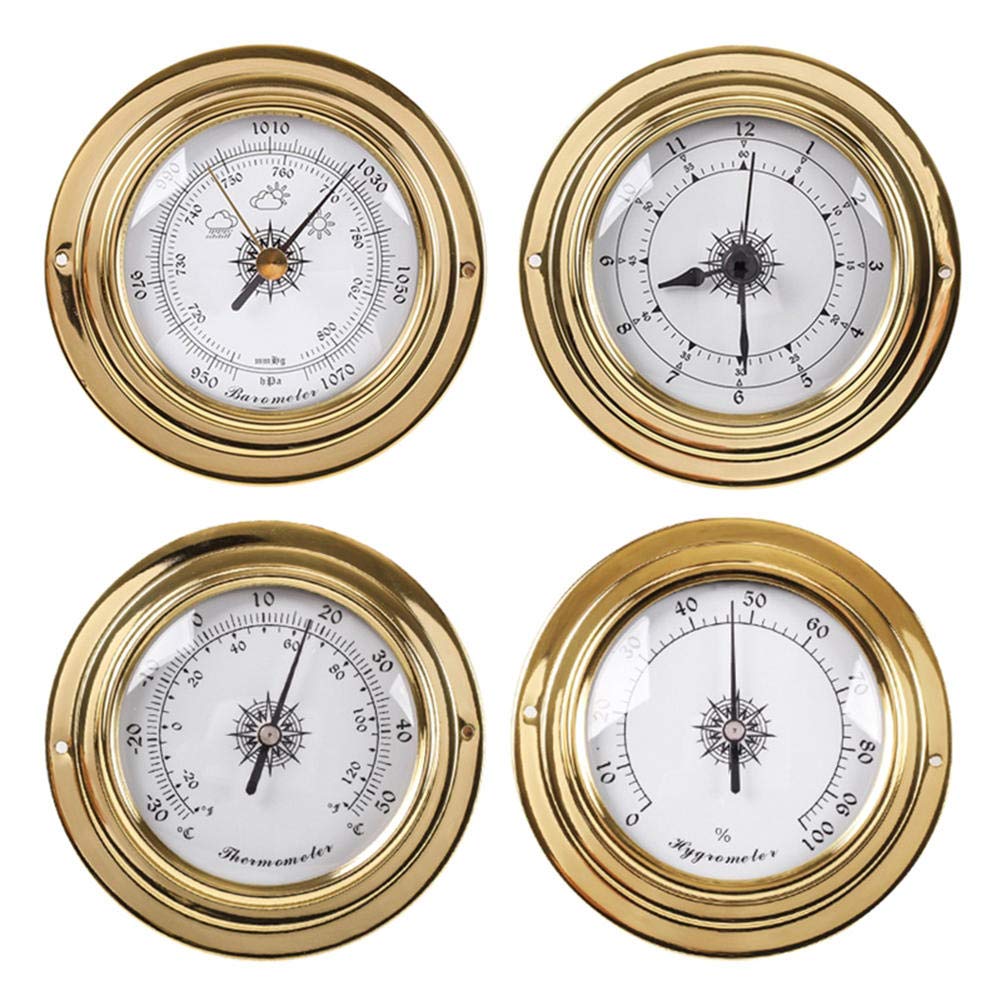 Amazon.com: BAWAQAF Barometer,98mm Brass Wall Hanging Hygrometer,4pcs ...