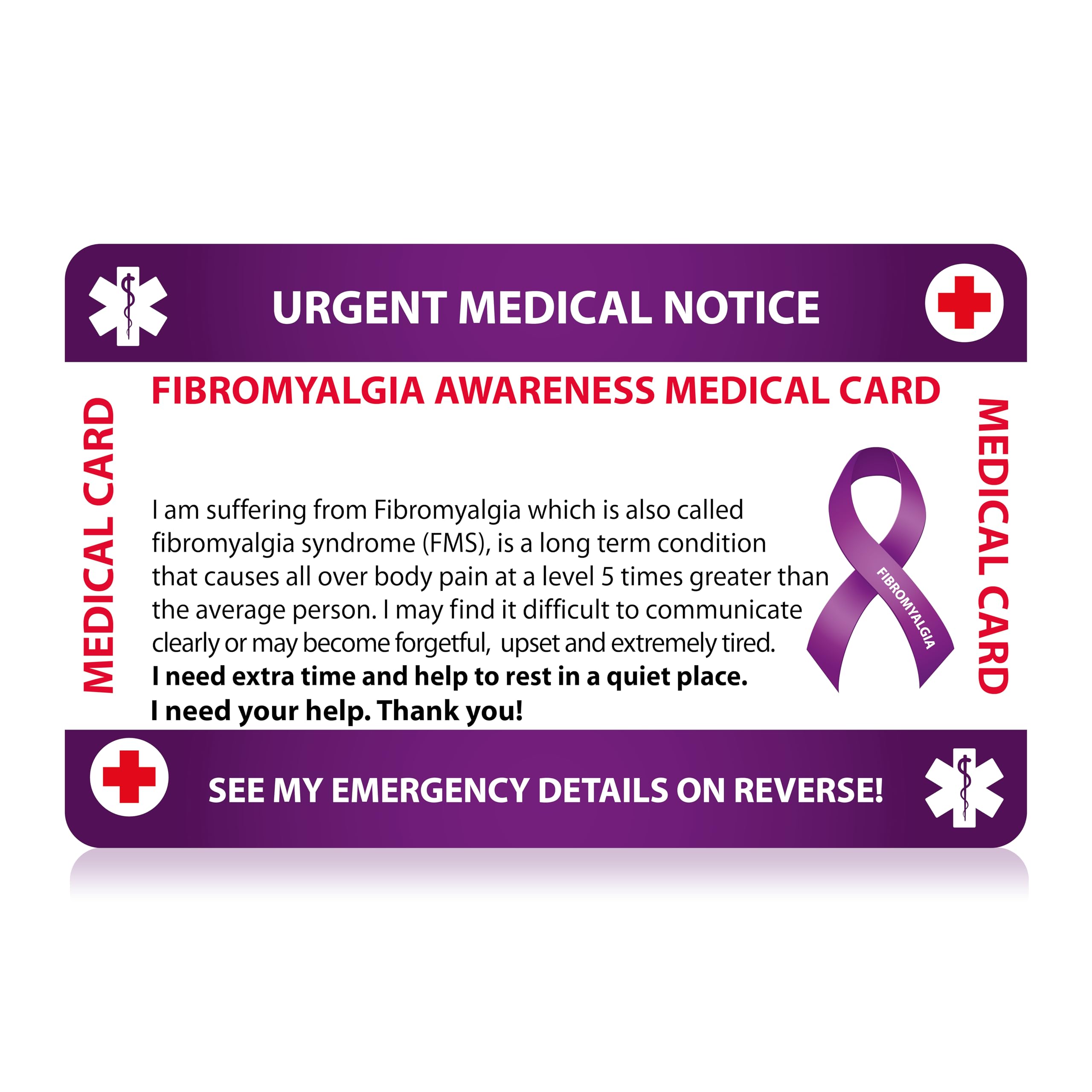 Fibromyalgia Medical Card, Fibromyalgia Card with Writable Panel and ...