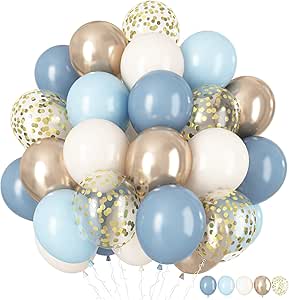 Amazon.com: Dusty Blue Balloon Set, 60Pcs 12 Inch Slate Baby Blue White Sand Latex Balloon with ...