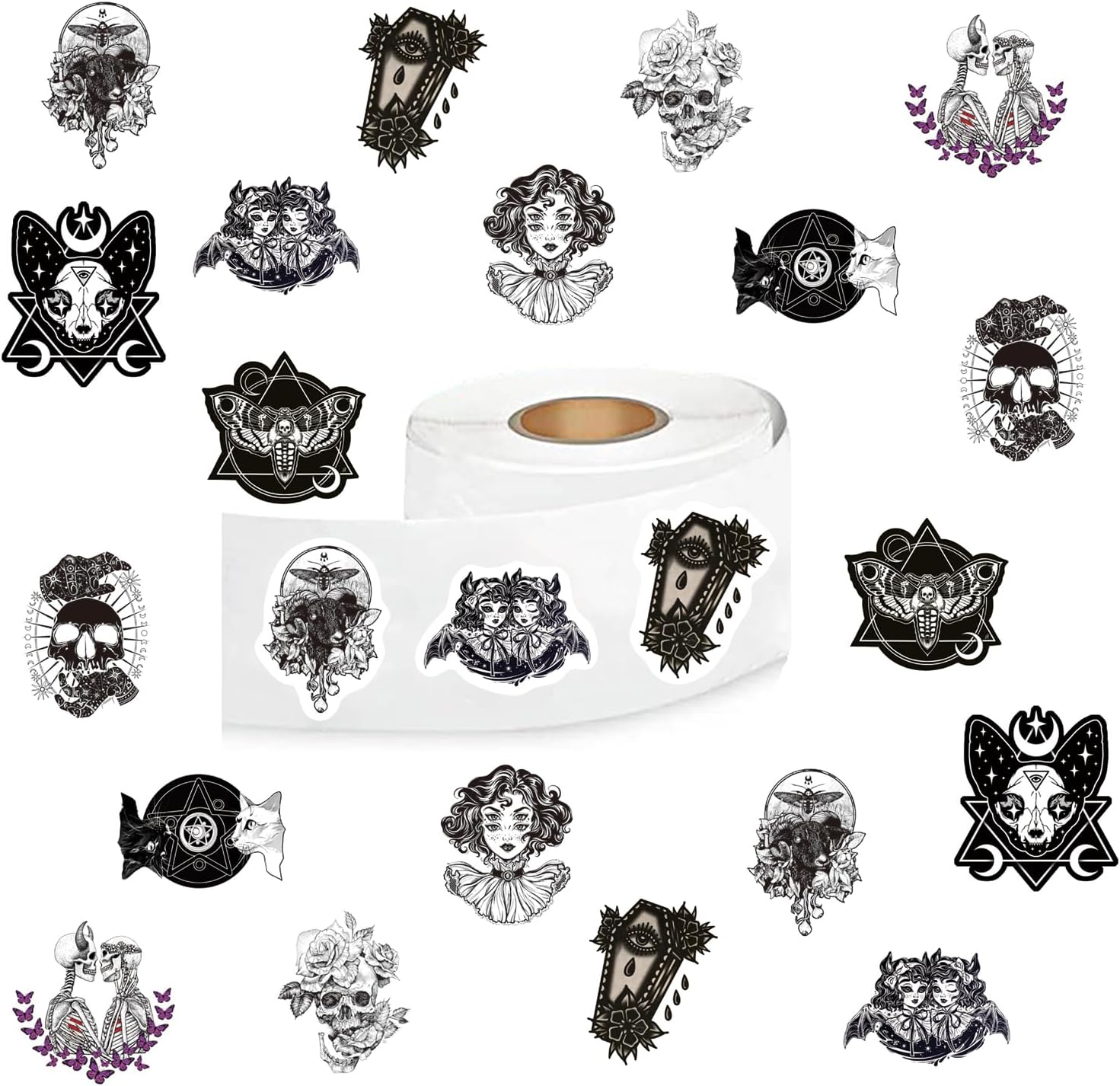 Amazon.com: 500Pcs Gothic Stickers, Horro Cool 1 Inch Labels with 10 ...