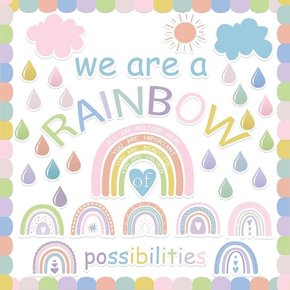 Amazon.com: Augisteen We are A Rainbow of Possibilities Bulletin Decor ...