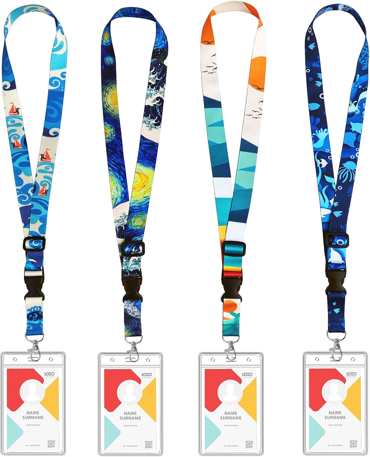 Amazon.com : 4 Pack Adjustable Length Lanyard with Design Patterns ...