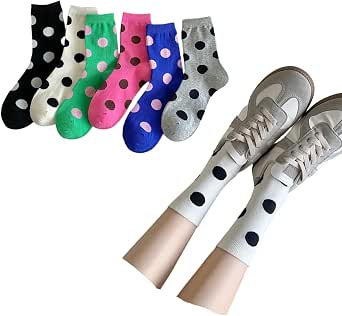 Amazon.com: LONGSILVER Polka Dots Socks Women Y2K Retro Big Dots Mid ...