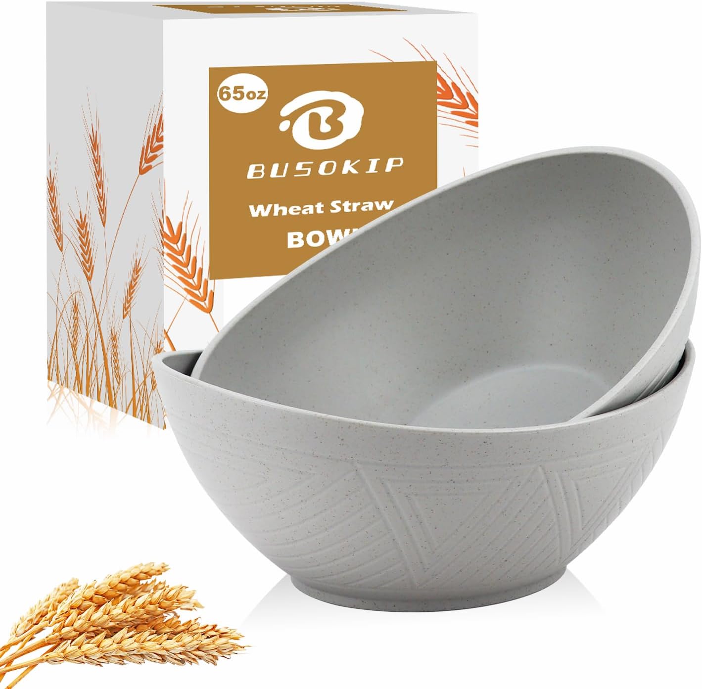 Amazon.com: BUSOKIP 2 Pack Large Wheat Straw Salad Bowls, 65 oz ...