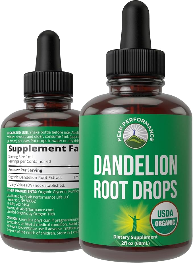 Amazon.com: Dandelion Root Extract. USDA Organic Vegan Herbal Liquid ...