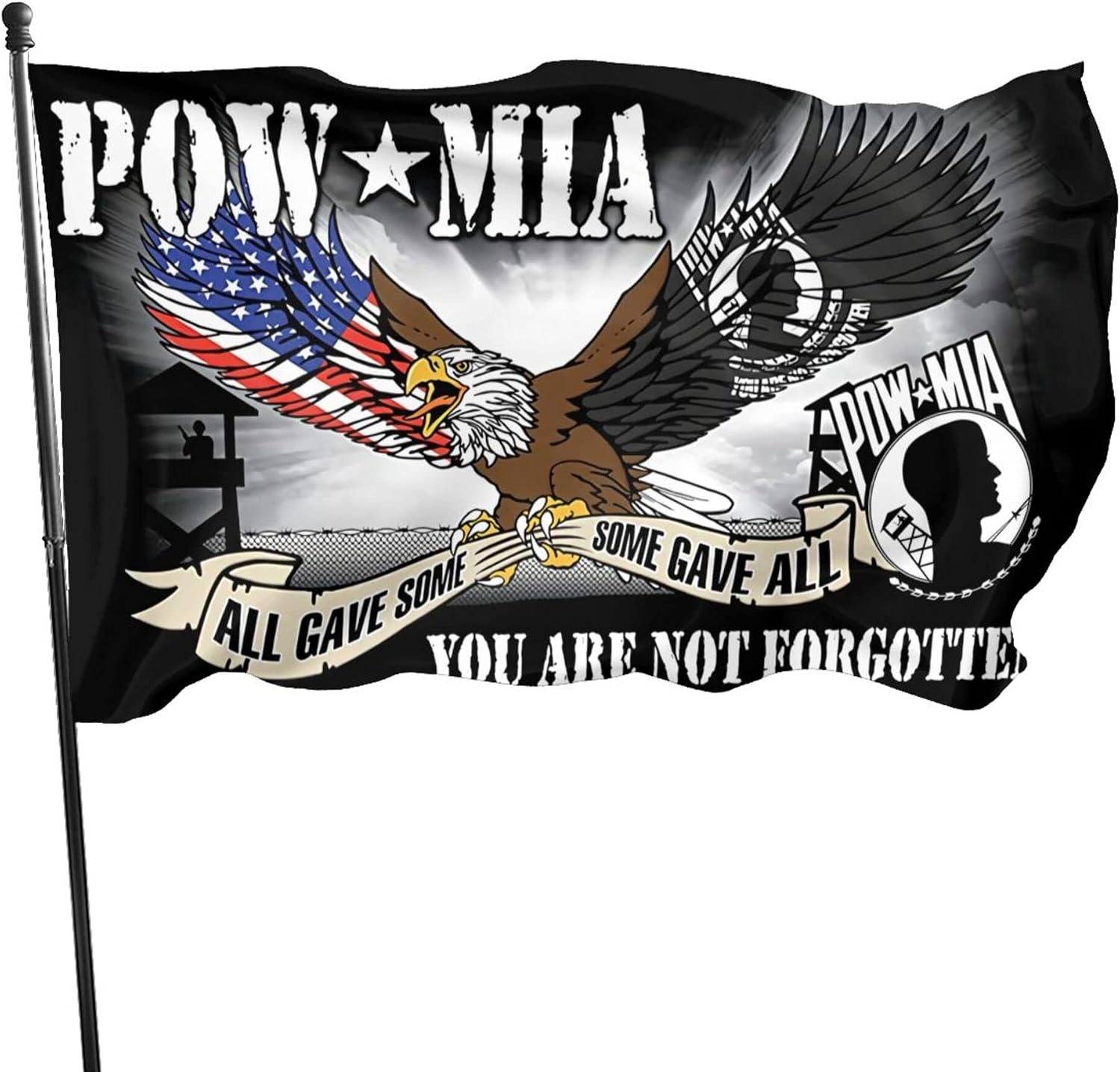 Amazon.com : Pow Mia Eagle Flag 3x5 Ft You are Not Forgotten War Flag ...