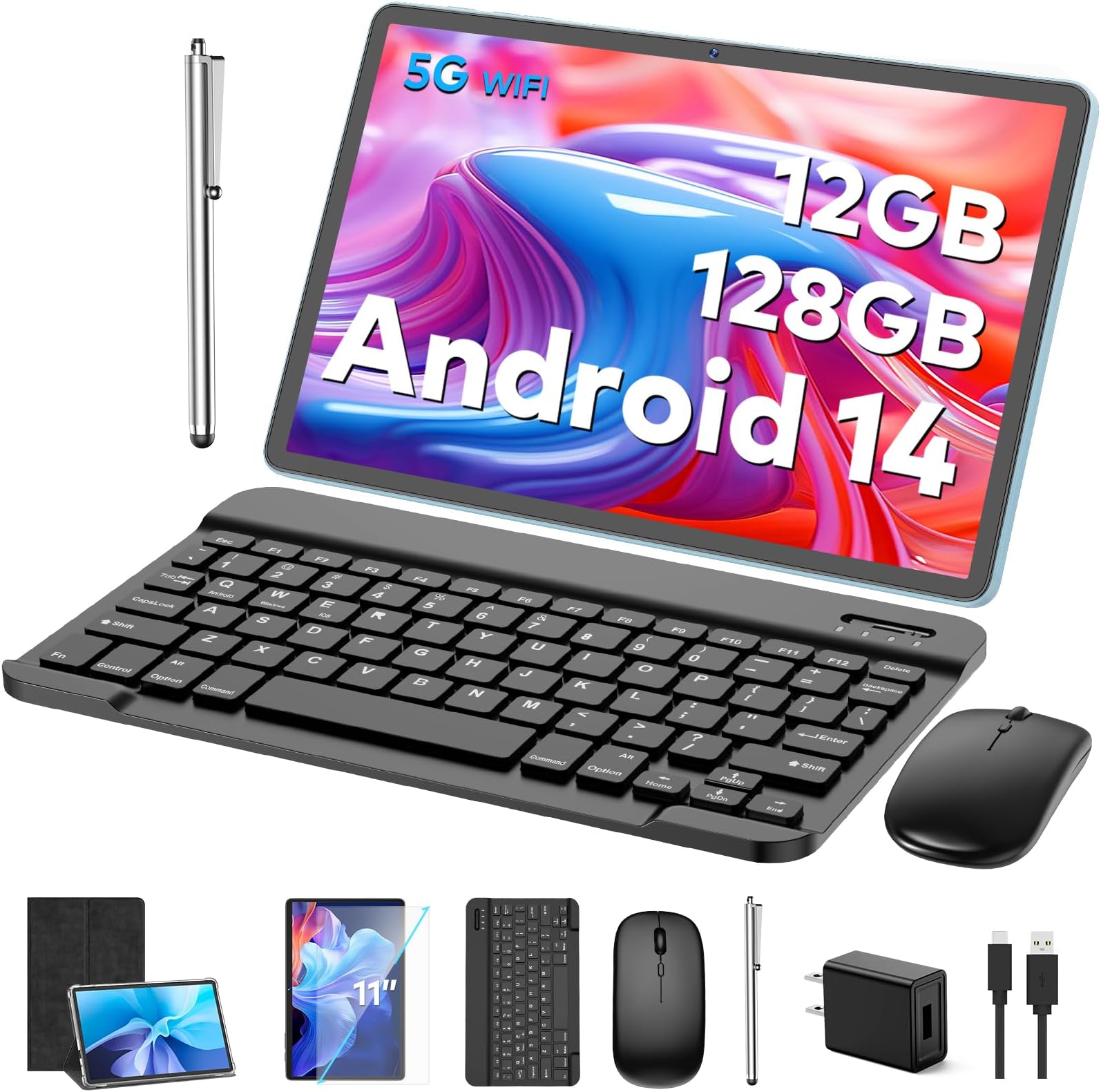 Amazon.com : Android 14 Tablet, 10 inch Tablet with Keyboard, 16GB ...