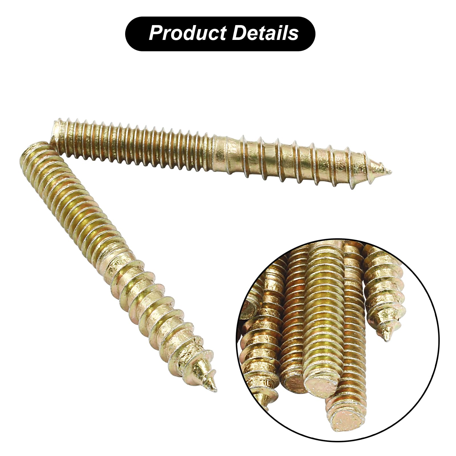 Snapklik.com : 1/4-20 X 2 Inch Hanger Bolts, 12 Pcs Self-Tapping Screw ...