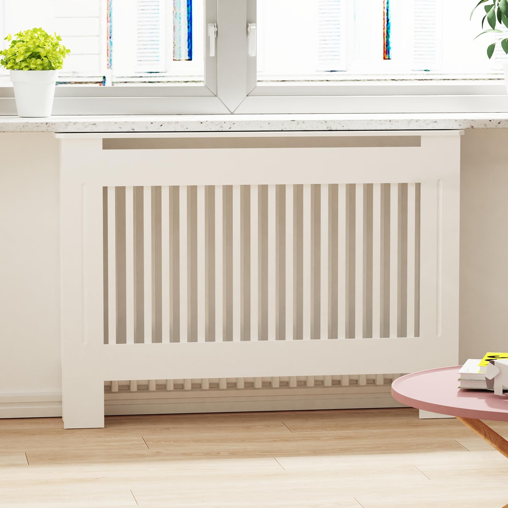 High Radiator Cover Wood Cabinet: Internal Height 100cm Medium White ...