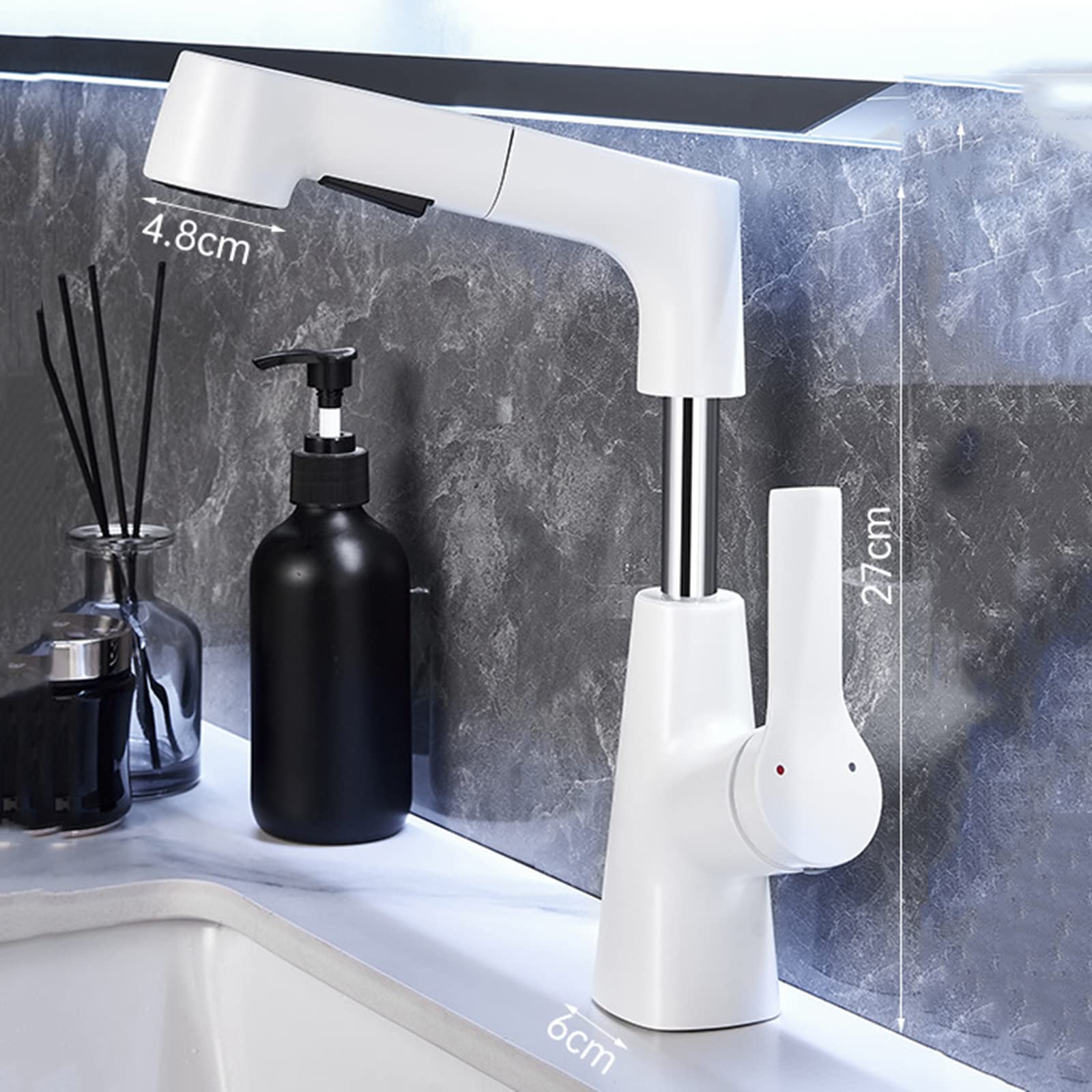 Liftable and Pullable Basin Faucet Bathroom Sink with 360° Rotation ...