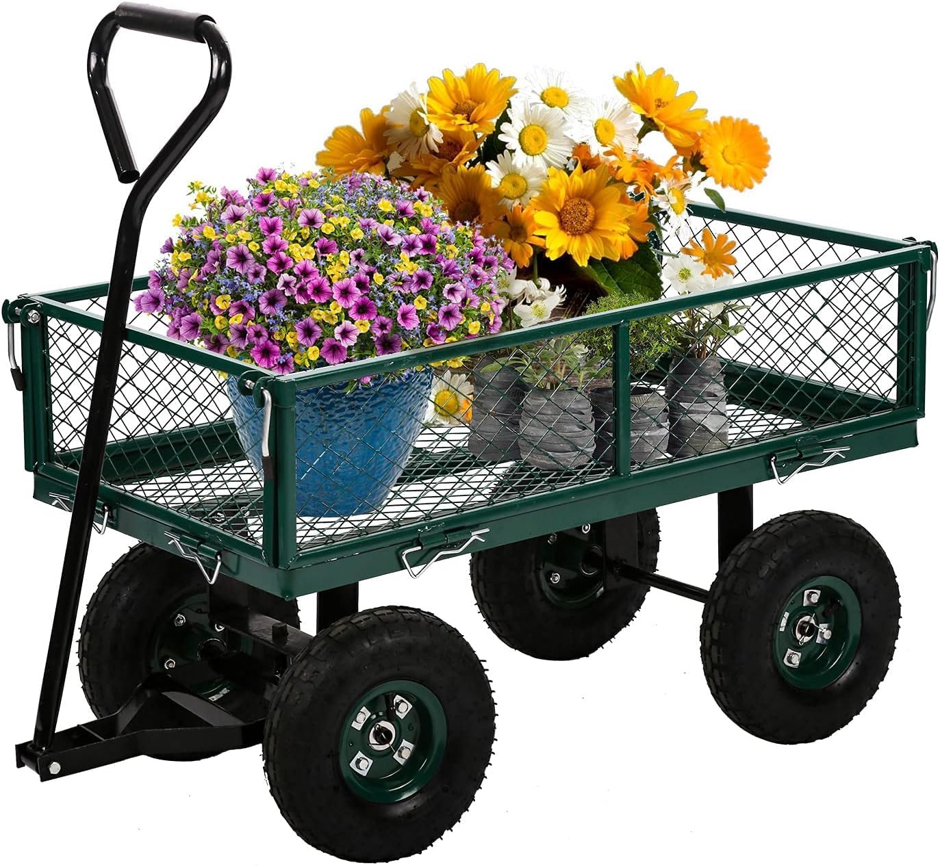 Amazon.com : Wagons Cart, Heavy Duty Mesh Steel Carts with Wheels ...