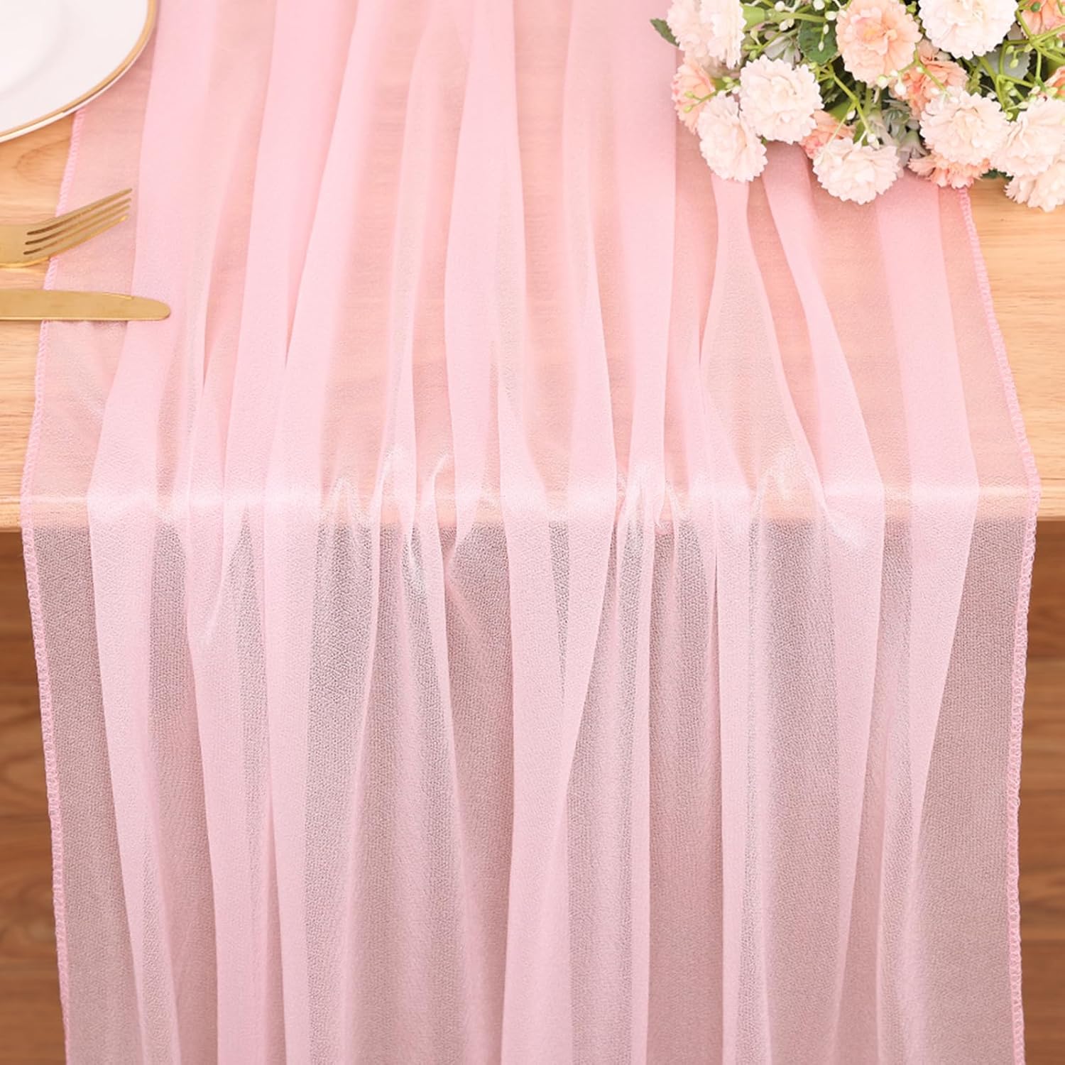 Amazon.com: SAJOO 10FT Blushing Pink Chiffon Table Runners 30x120 ...