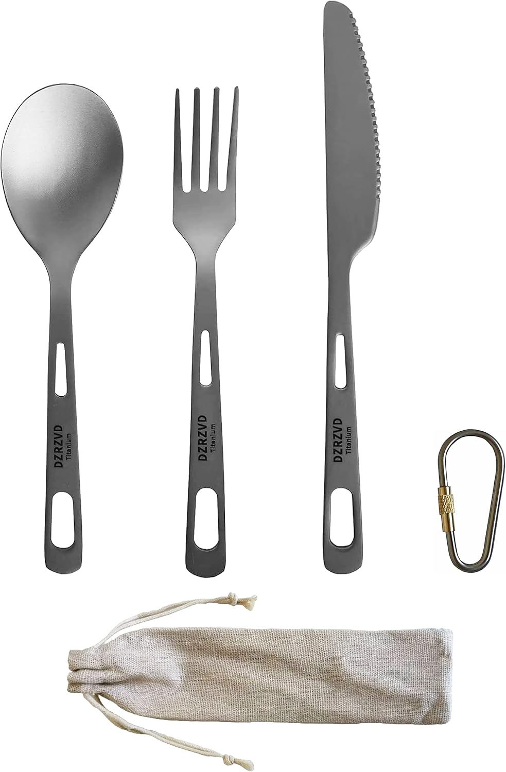 Amazon.com: DZRZVD Titanium Utensils Set, Ultra-light Titanium Spoon ...