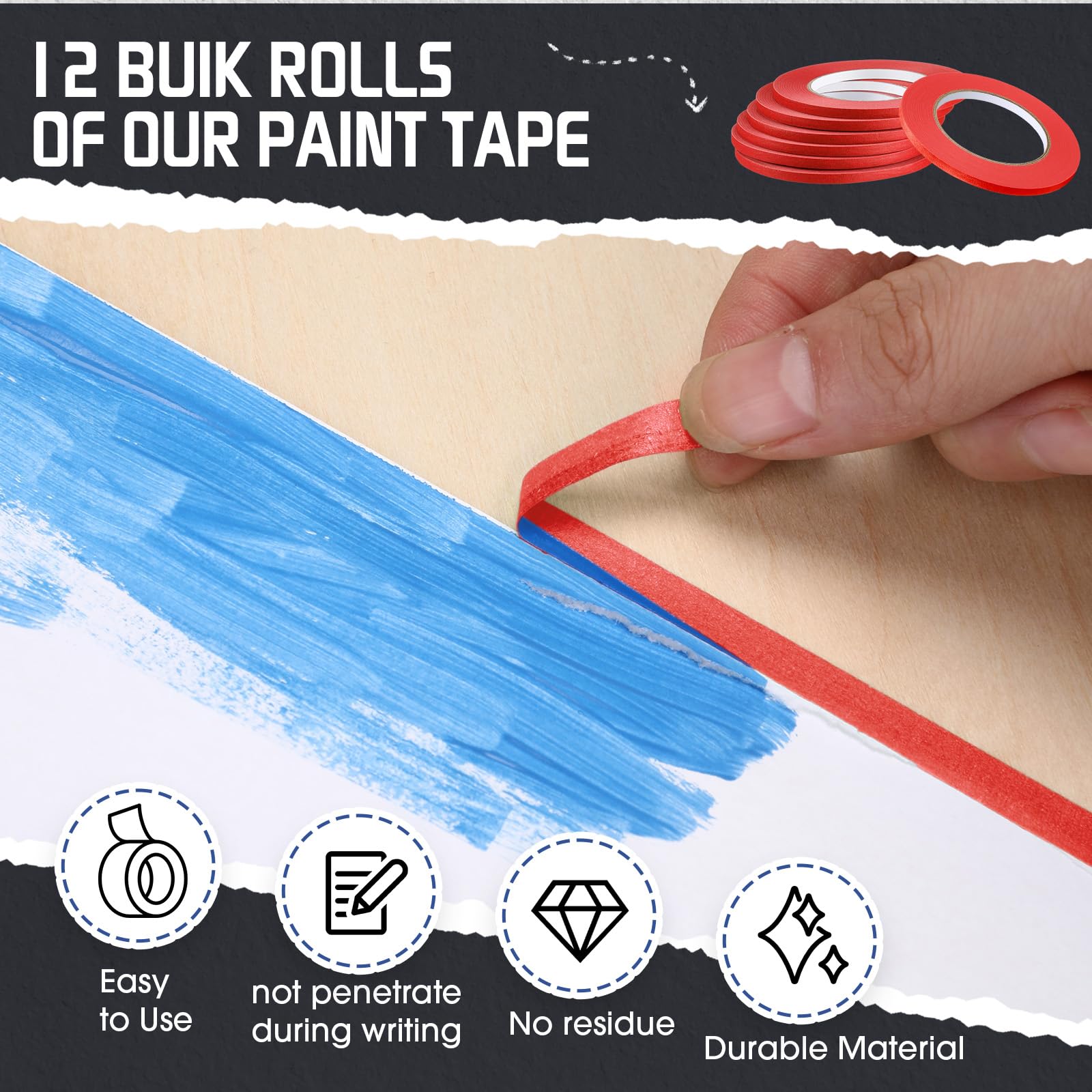 Snapklik.com : Cholemy 12 Rolls Painters Tape 1/4 Inches X 60 Yd ...