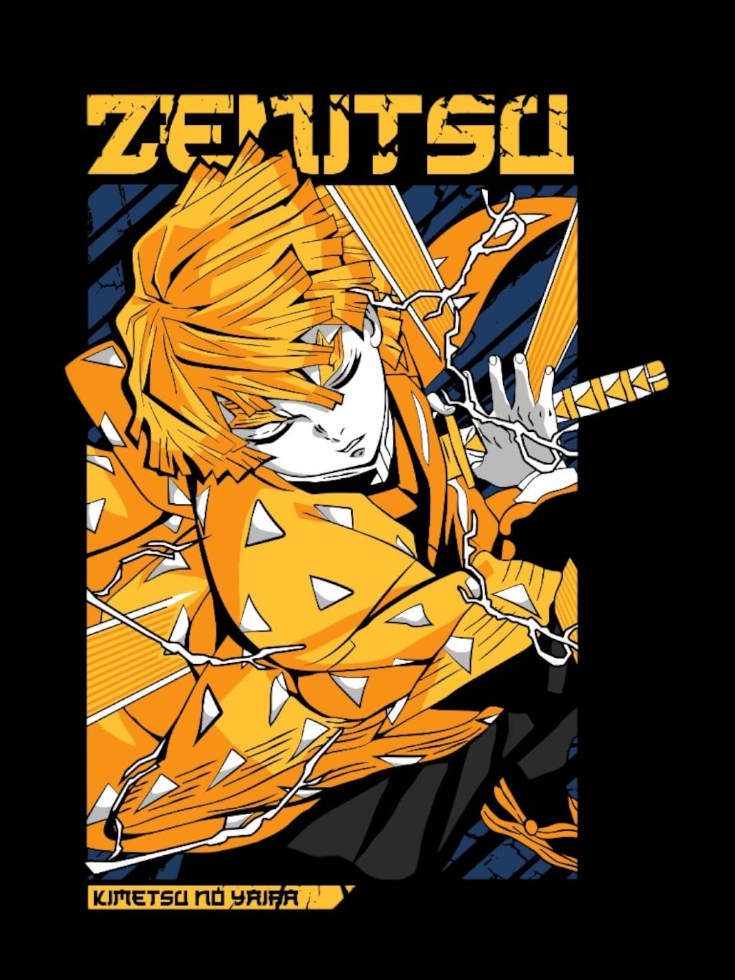 Zenitsu Agatsuma Electric Yellow & Sky Blue Poster | Abstract Artwork ...