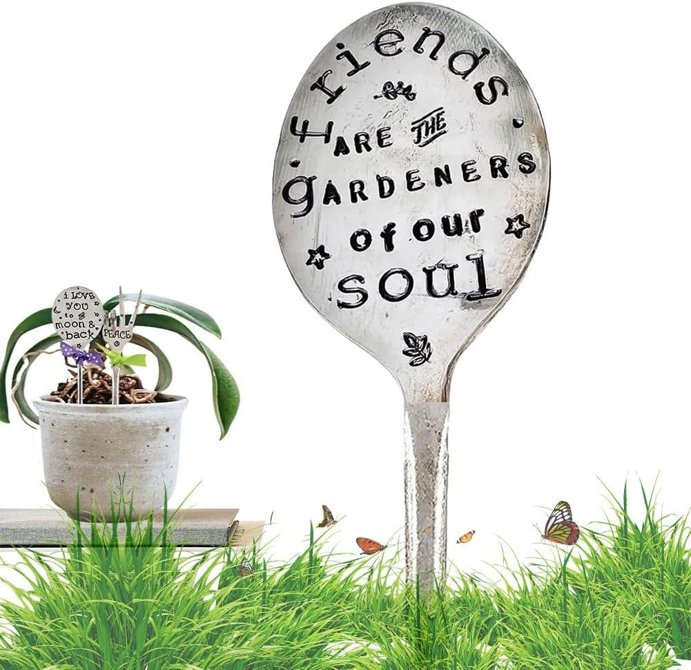 Amazon.com: Garden Marker Friendship Gift, Silver Stamped Spoon Plant ...