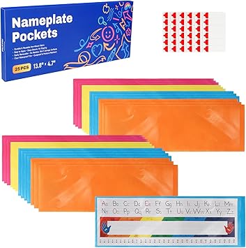 Amazon.com: Nameplate Pocket, Name Tag Pockets for Desks, 13.8" x 4.7 ...