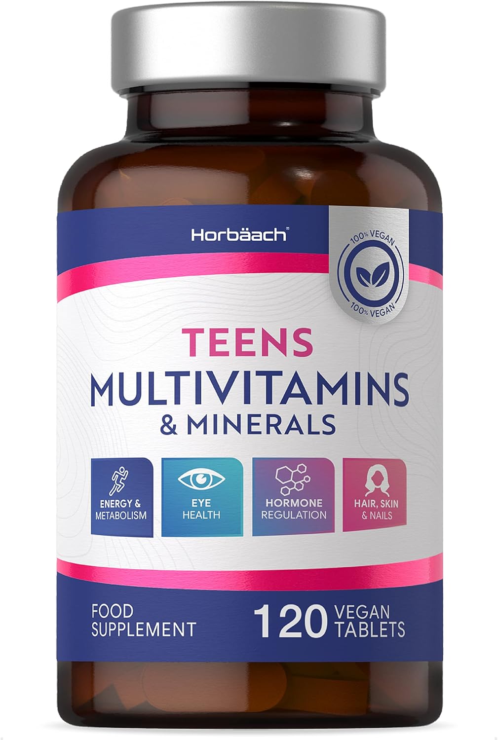 Teen Multivitamin | 120 Vegan Tablets | Immune System Booster | with ...