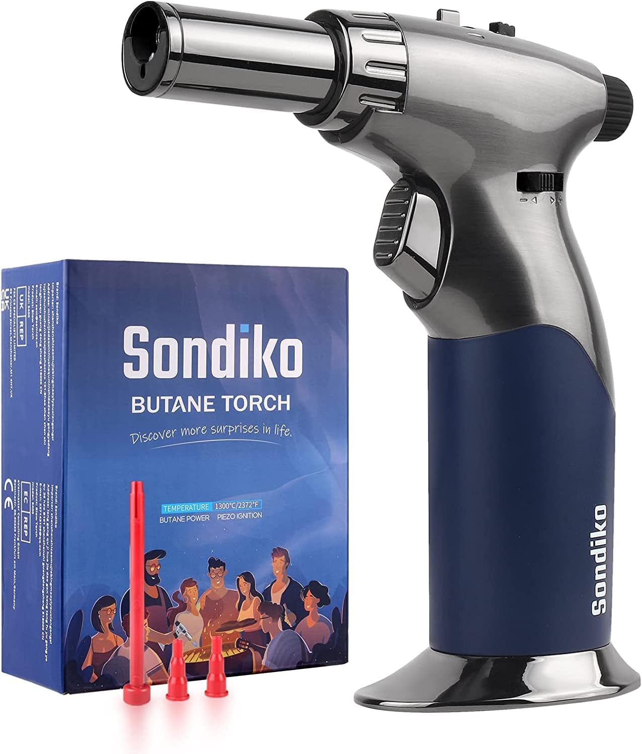 Sondiko Butane Torch, Triple Adjustable Flame Size Butane Lighter ...