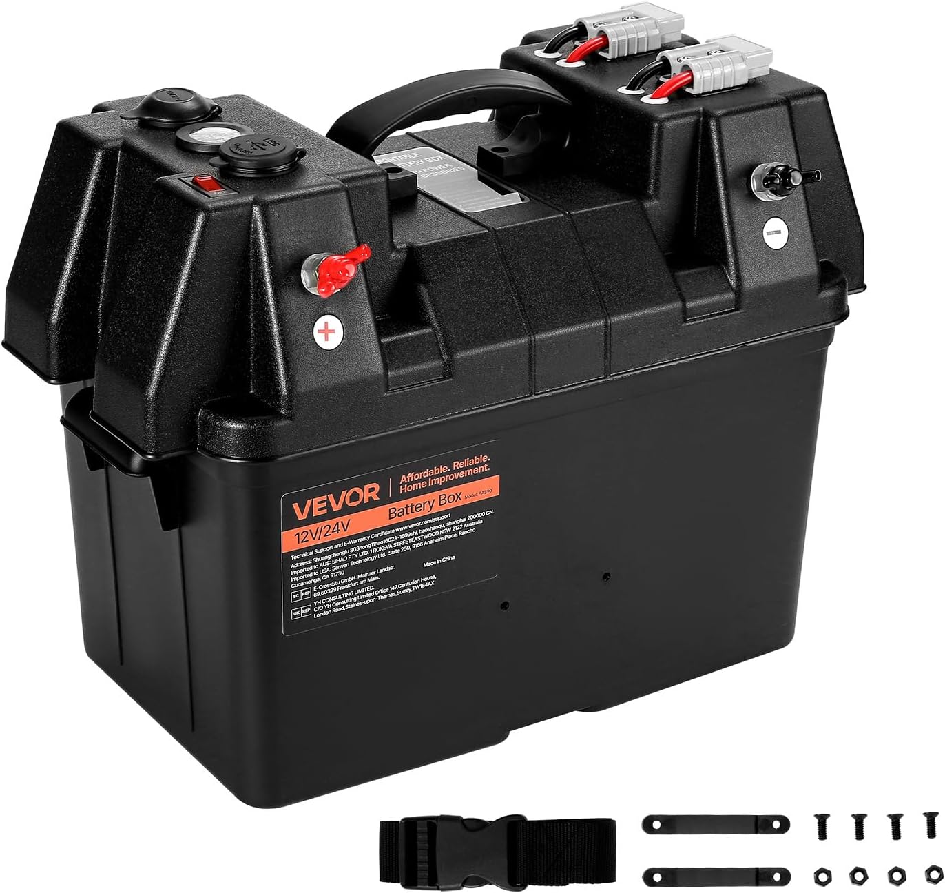 VEVOR Battery Box, Group 24/31 Trolling Motor Battery Box, 12V/24V ...