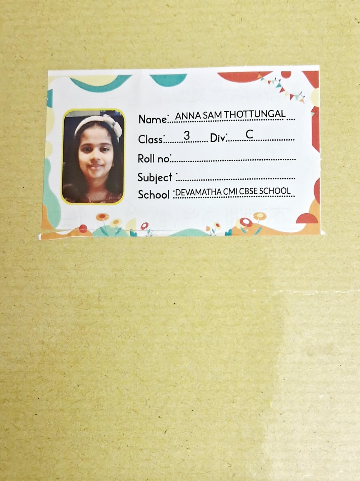 Custom Name Slip with Your Kids Picture for School Book & Copy ...