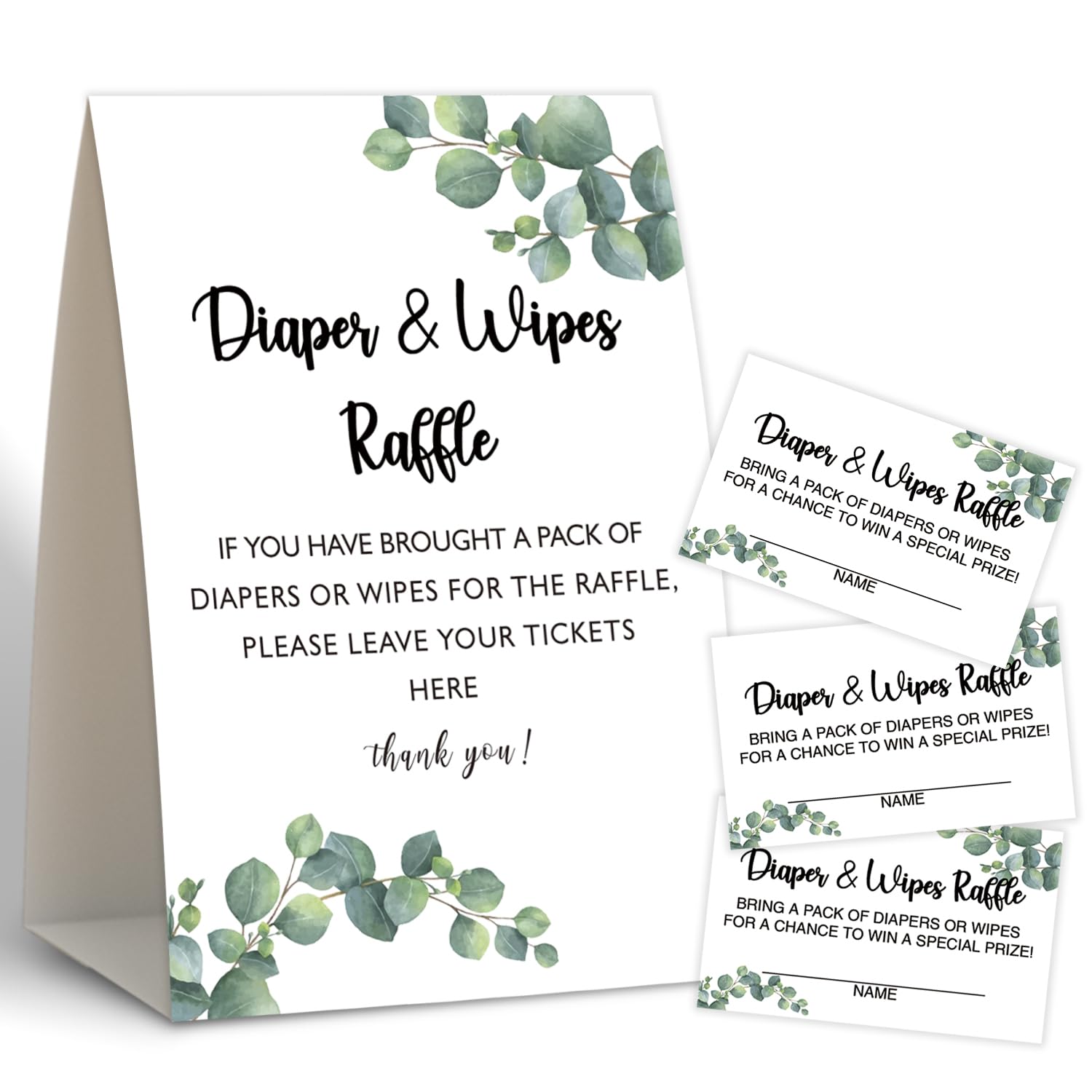 Amazon.com: Green Eucalyptus Diapers Wipes Raffle,Diaper Raffle Tickets ...