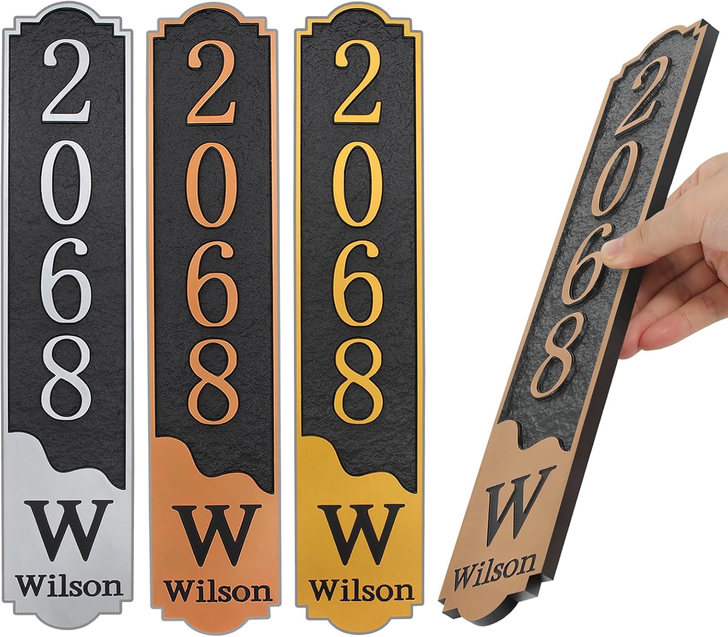 Amazon.com: Custom Address Plaque Sign Clear Font - Vertical Address ...