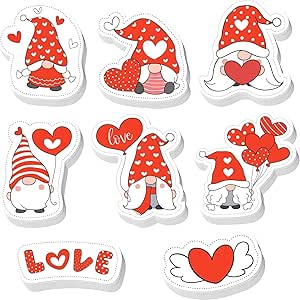 Amazon.com: 80 Pcs Valentine's Day Gnome Bulletin Board Red Love Heart ...