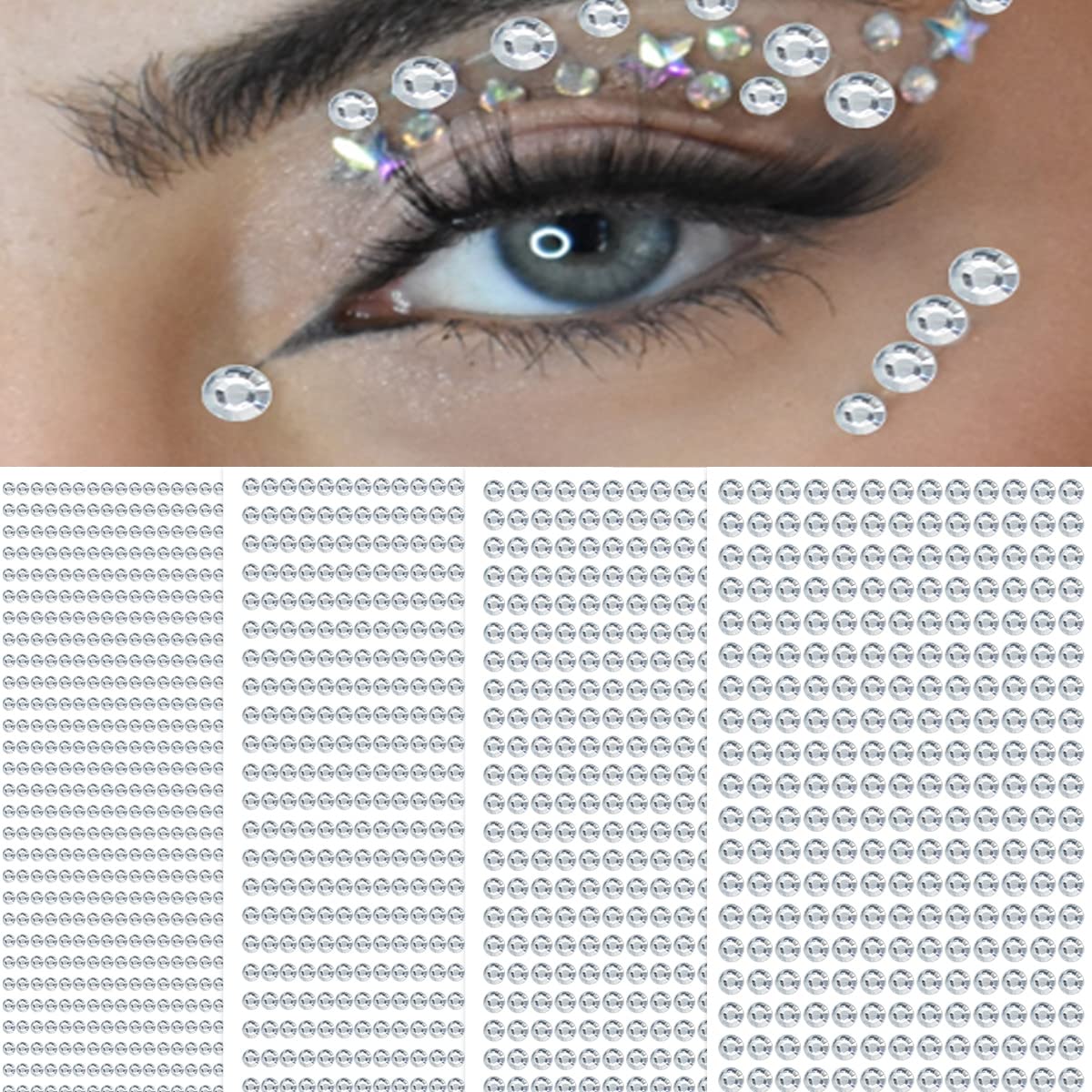 Amazon.com: 1799PCS Face Jewels Face Gems Hair Rhinestone Decorations ...