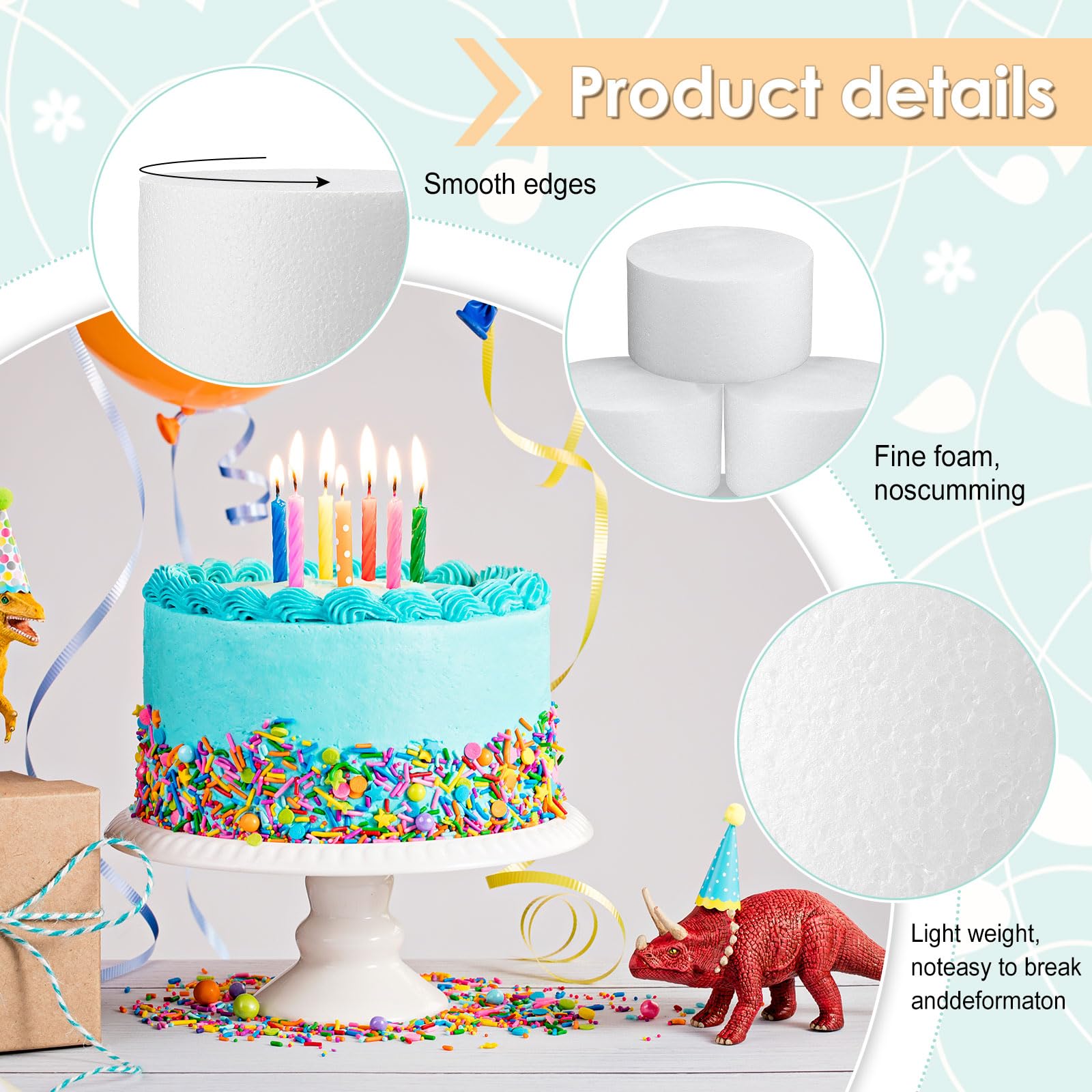Snapklik.com : Suclain 6 Pack Round Foam Cake Dummy Tall Fake Wedding ...