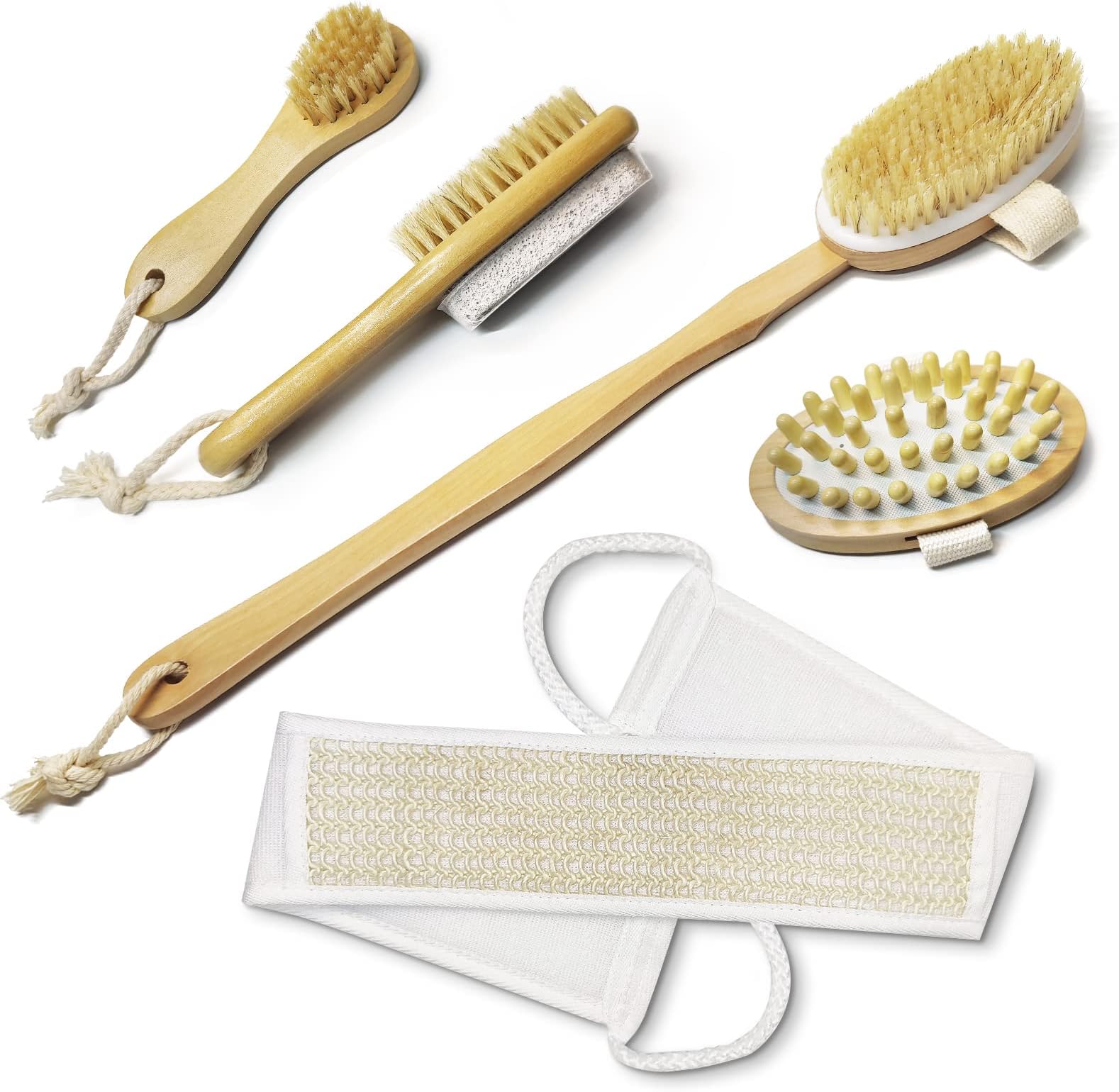 Amazon.com : Premium Dry Brushing Body Brush Set for Lymphatic Drainage ...