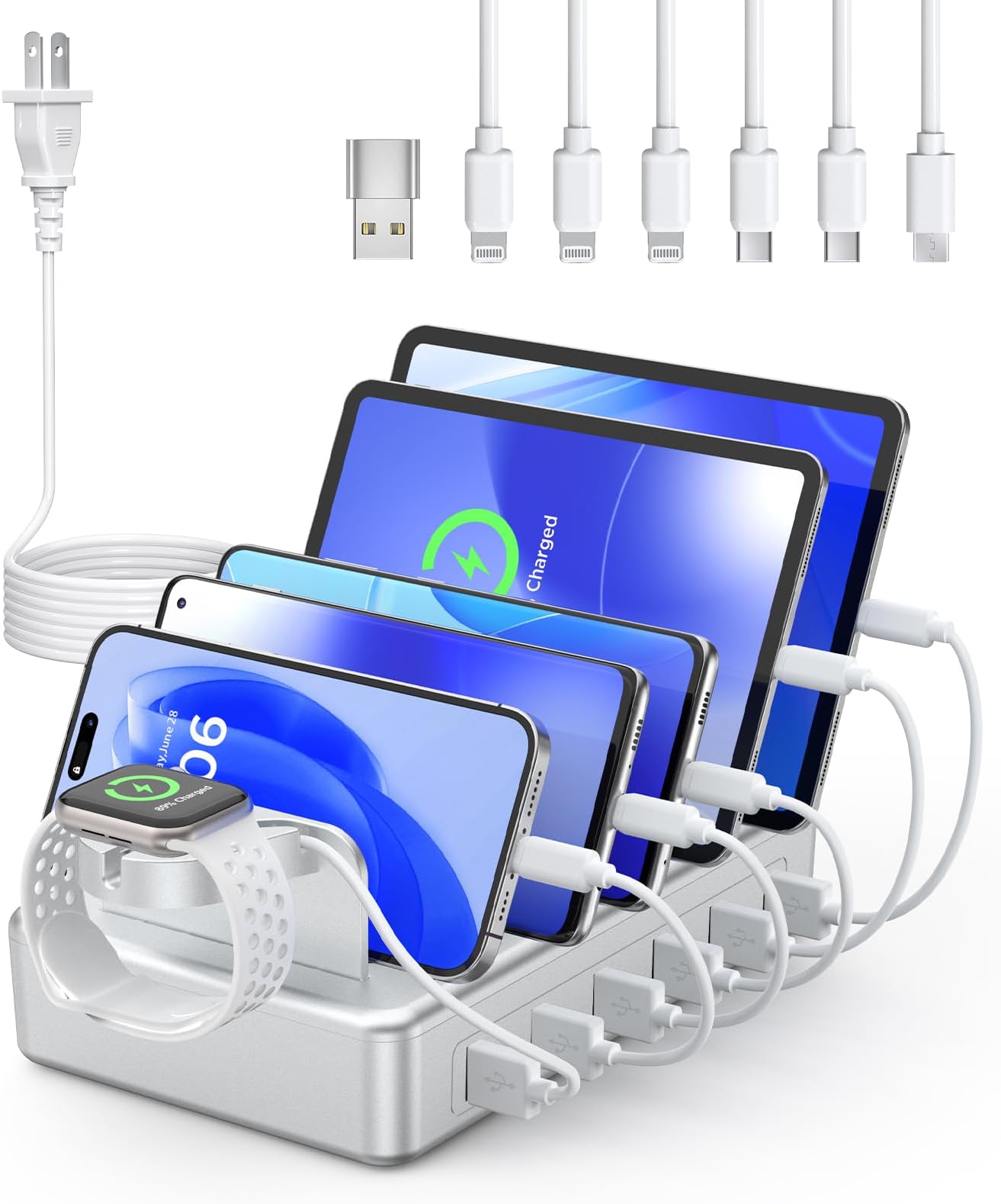 Amazon.com: Charging Station for Multiple Devices Apple,50W 6 Port&6 ...