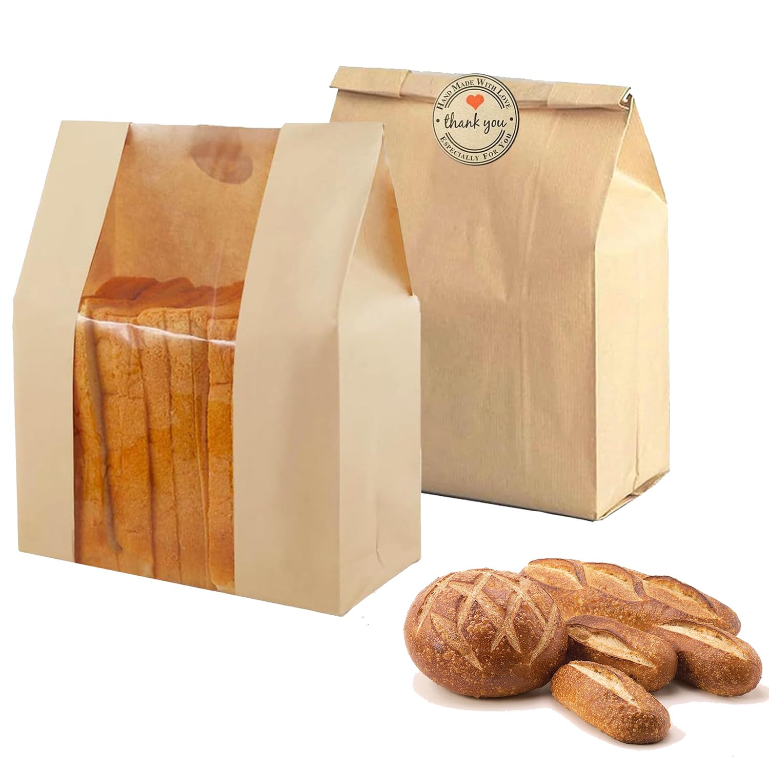 Amazon.com: 100 Pack Large Paper Bread Bags for Homemade Sourdough ...