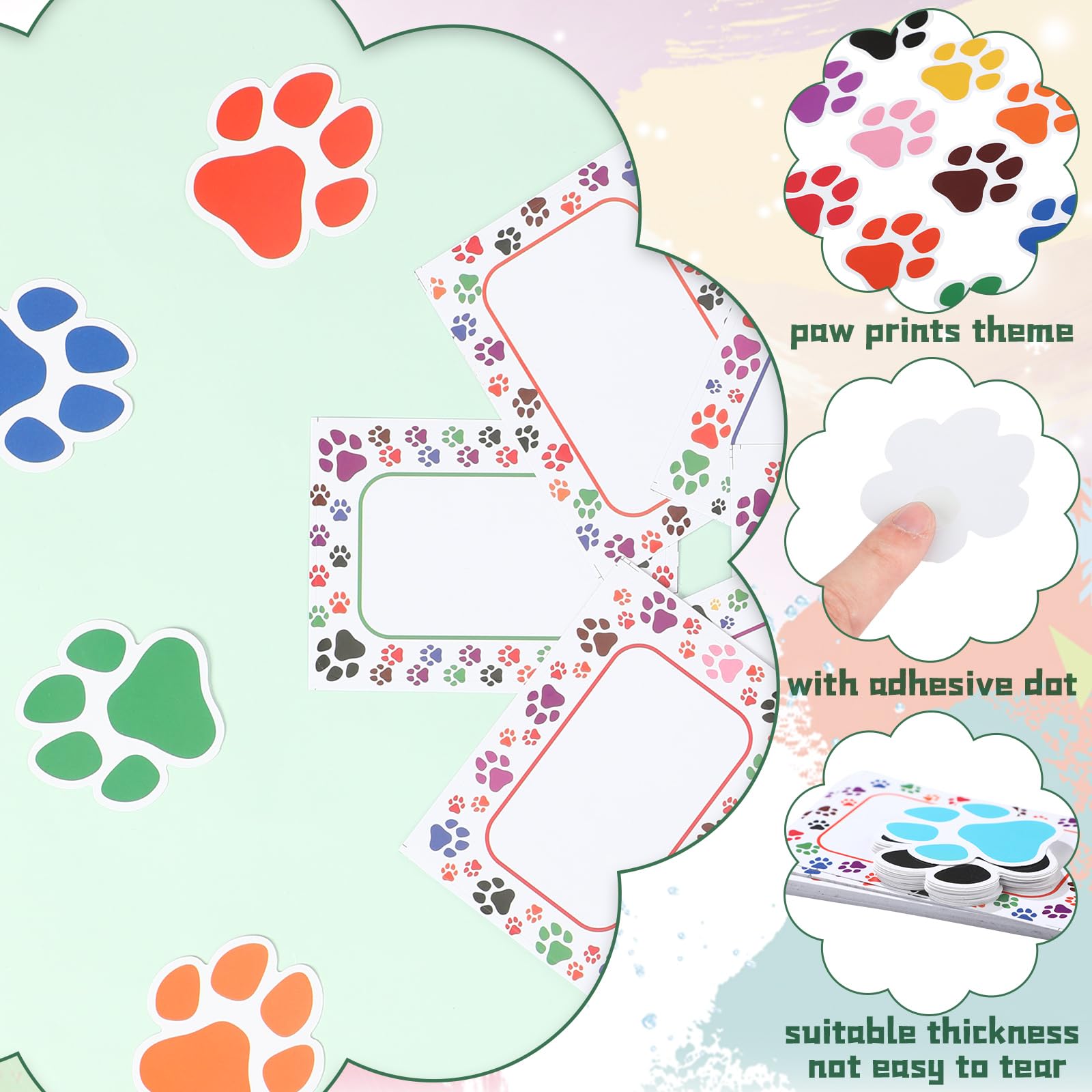 Dog Paw Stickers 72 Pcs Colorful Paw Print Cutouts And Paw Prints Name ...