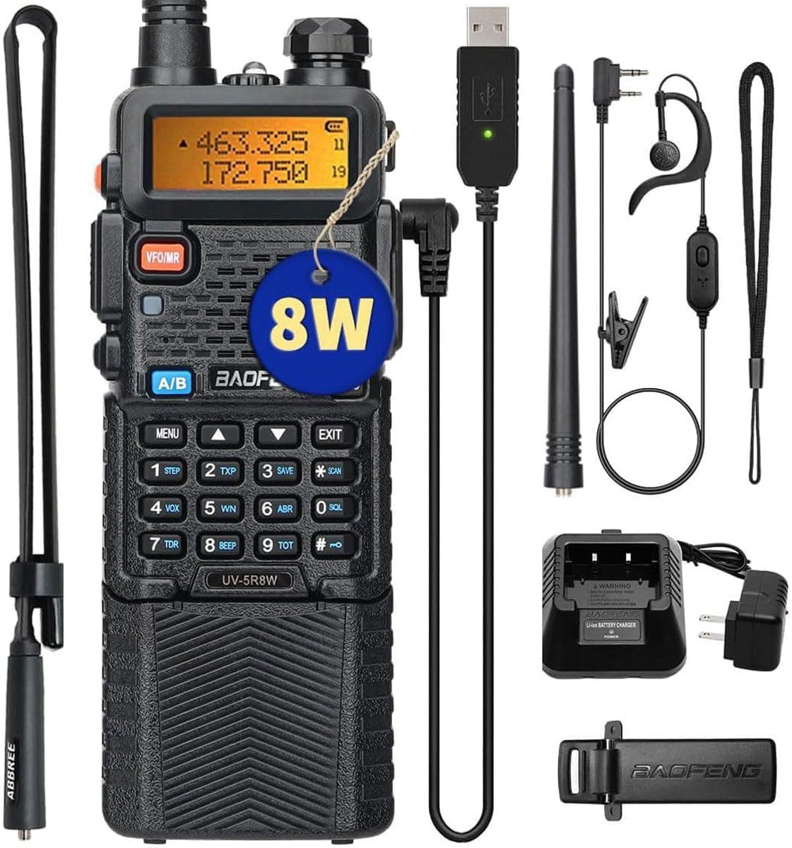 Amazon.com: BAOFENG UV-5R 8W Ham Radio UV5R Long Range 3800mAh Battery High Power Dual Band ...