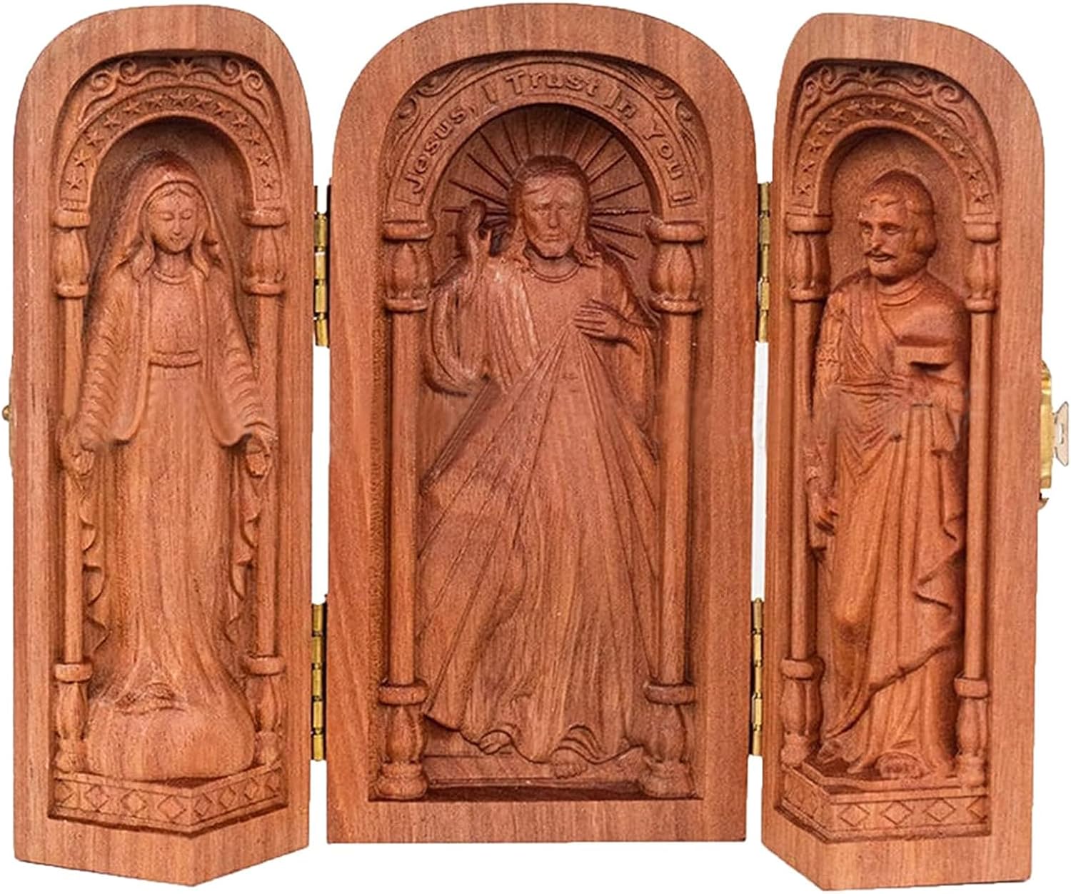 MSUIINT Hand-carved Portable Church Portable Holy Family Box, Wooden ...