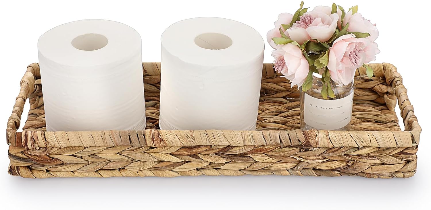 Amazon.com: Sumnacon Bathroom Tray for Counter 16.9 Inch Water Hyacinth ...
