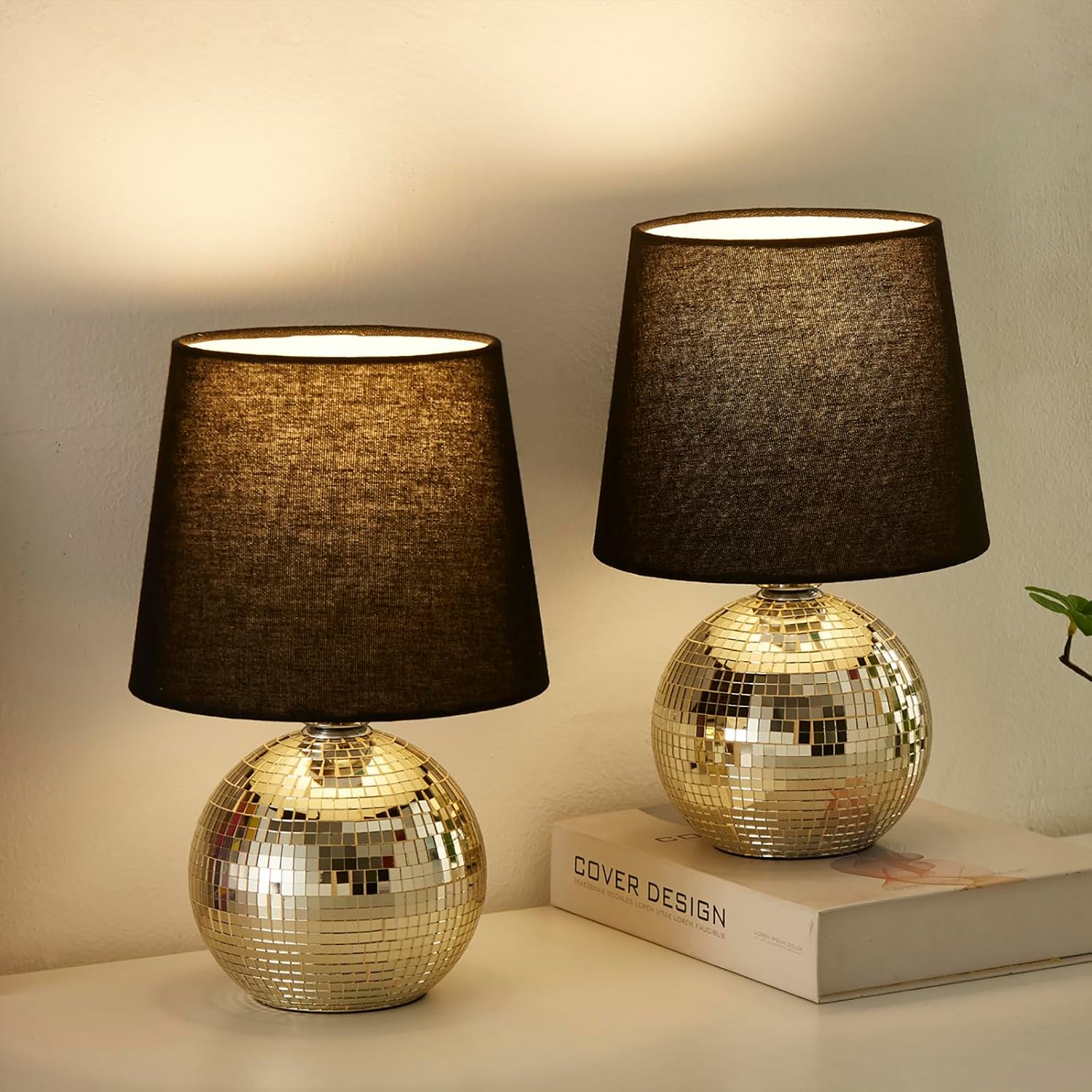 SAIWEYA 10.5" Disco Ball Lamp Small Funky Lamp-Mini Table Lamps Bedside ...