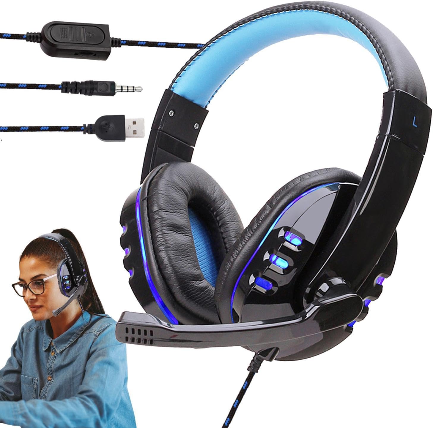 Game Headphones Wired, Computer Headphones with Noise Cancelling ...