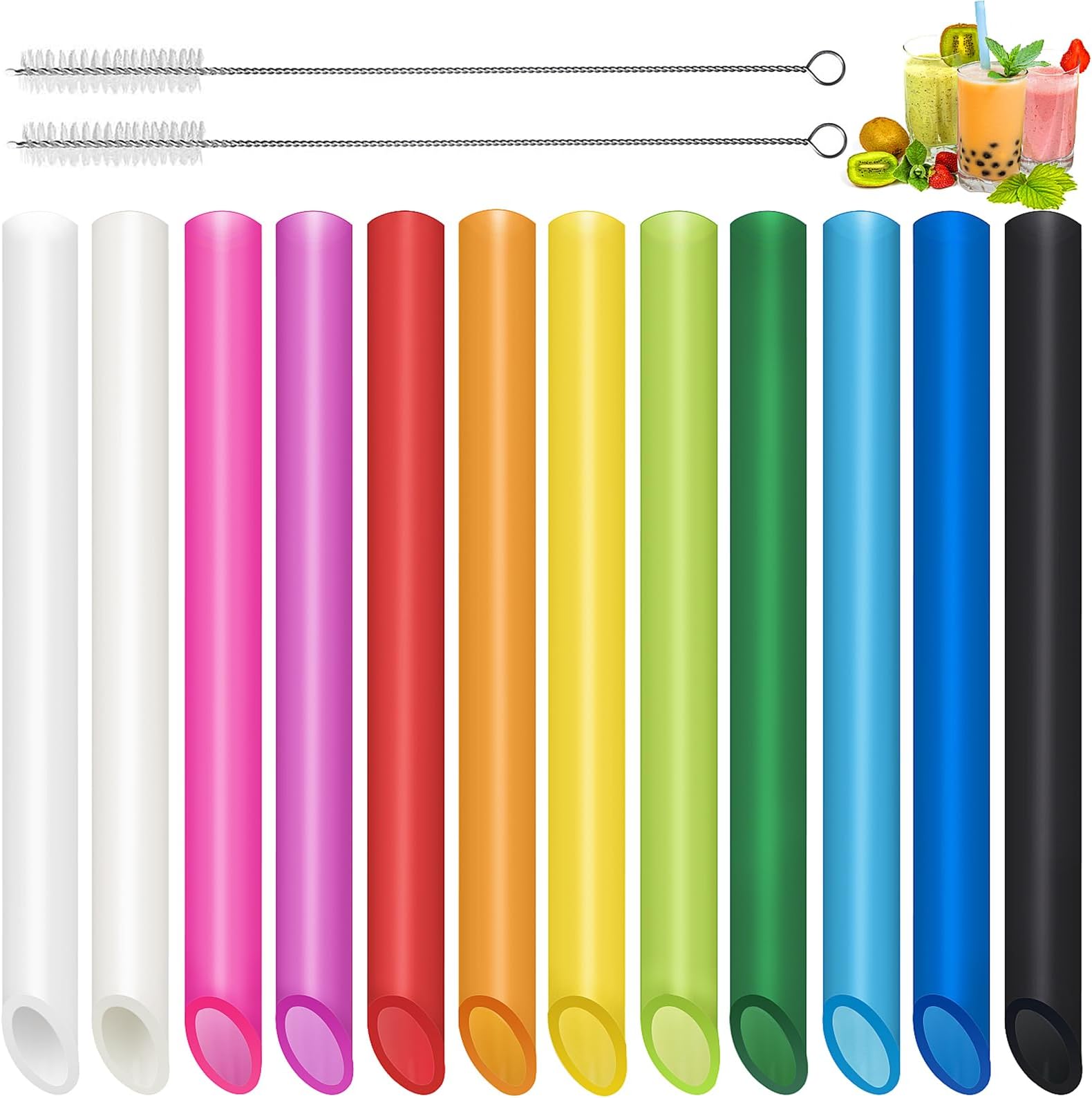 Amazon.com: 8 Pcs Extra Wide Reusable Boba Straws with 1 Bag & 2 ...