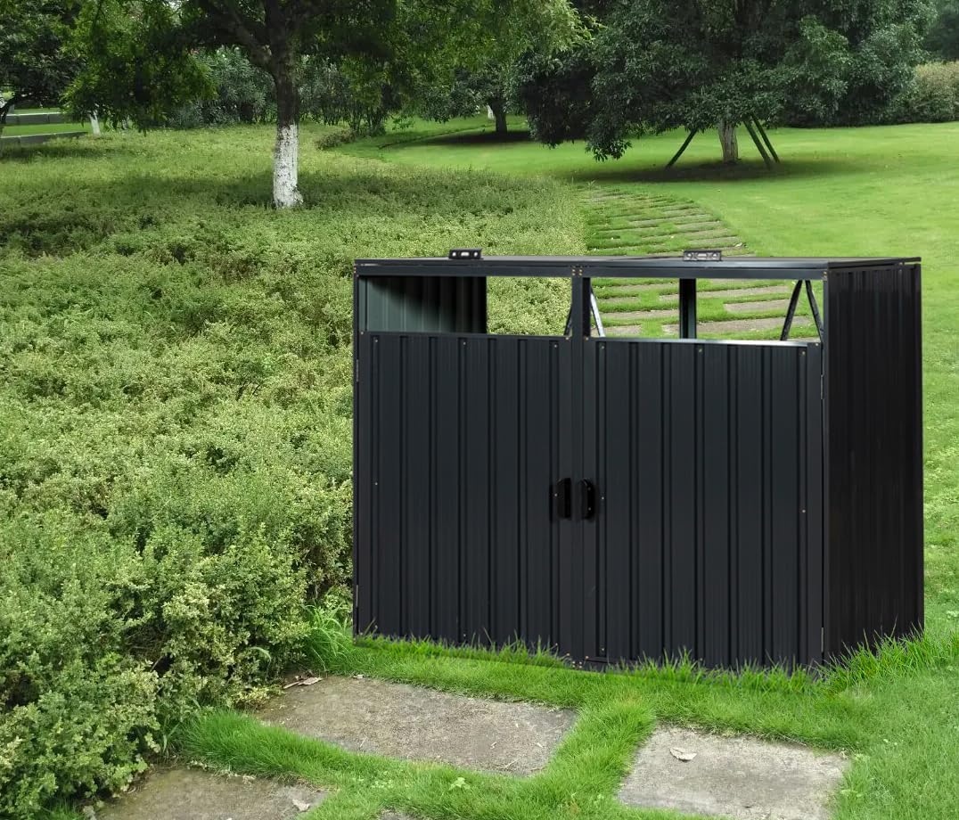 Amazon.com : Outdoor Trash Can Storage, Storage Shed for Trash cans and ...