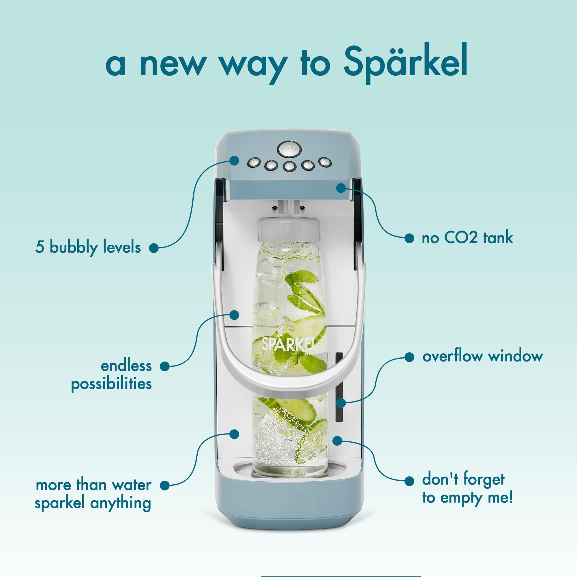 Snapklik.com : Sparkel Beverage System Stone Blue Sparkling Water Maker ...
