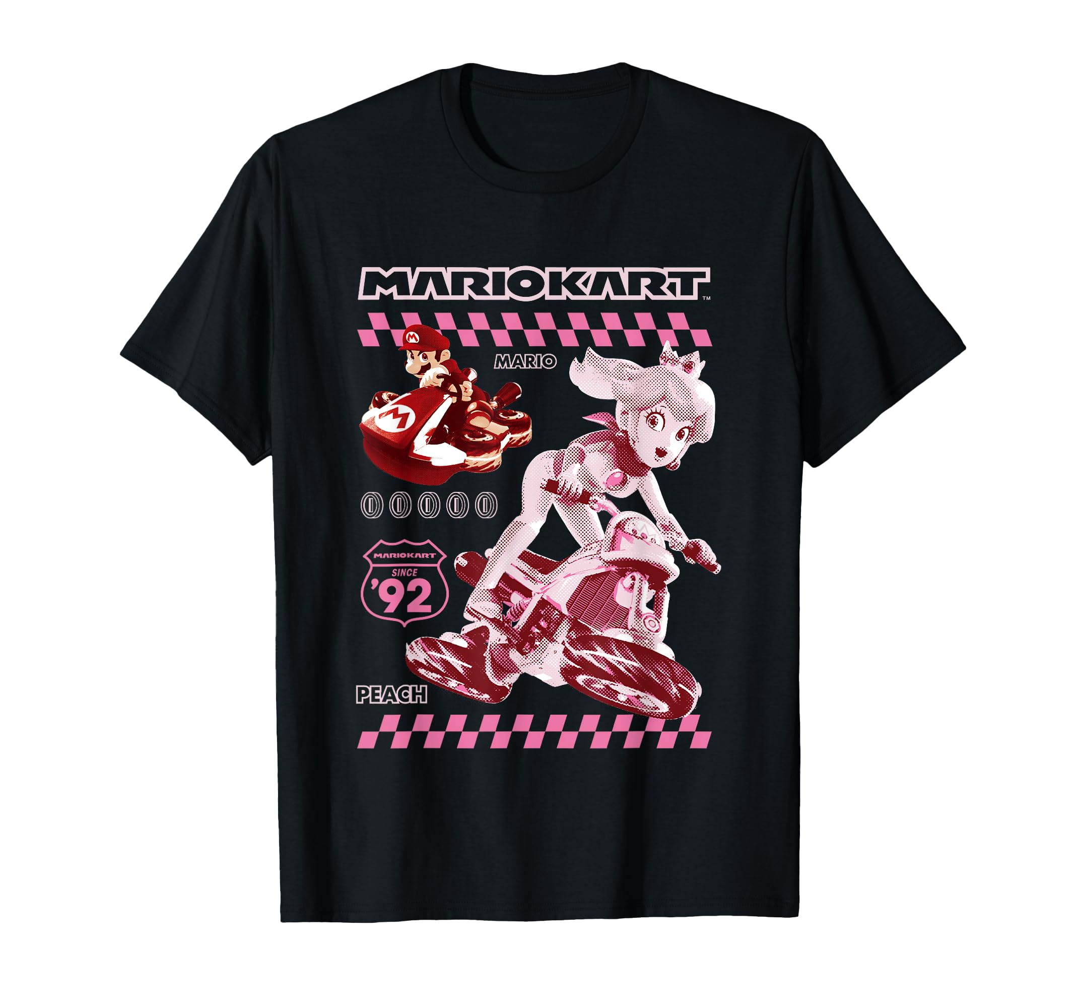 Amazon.com: Mario Kart 8 Princess Peach & Mario Racing Poster T-Shirt ...