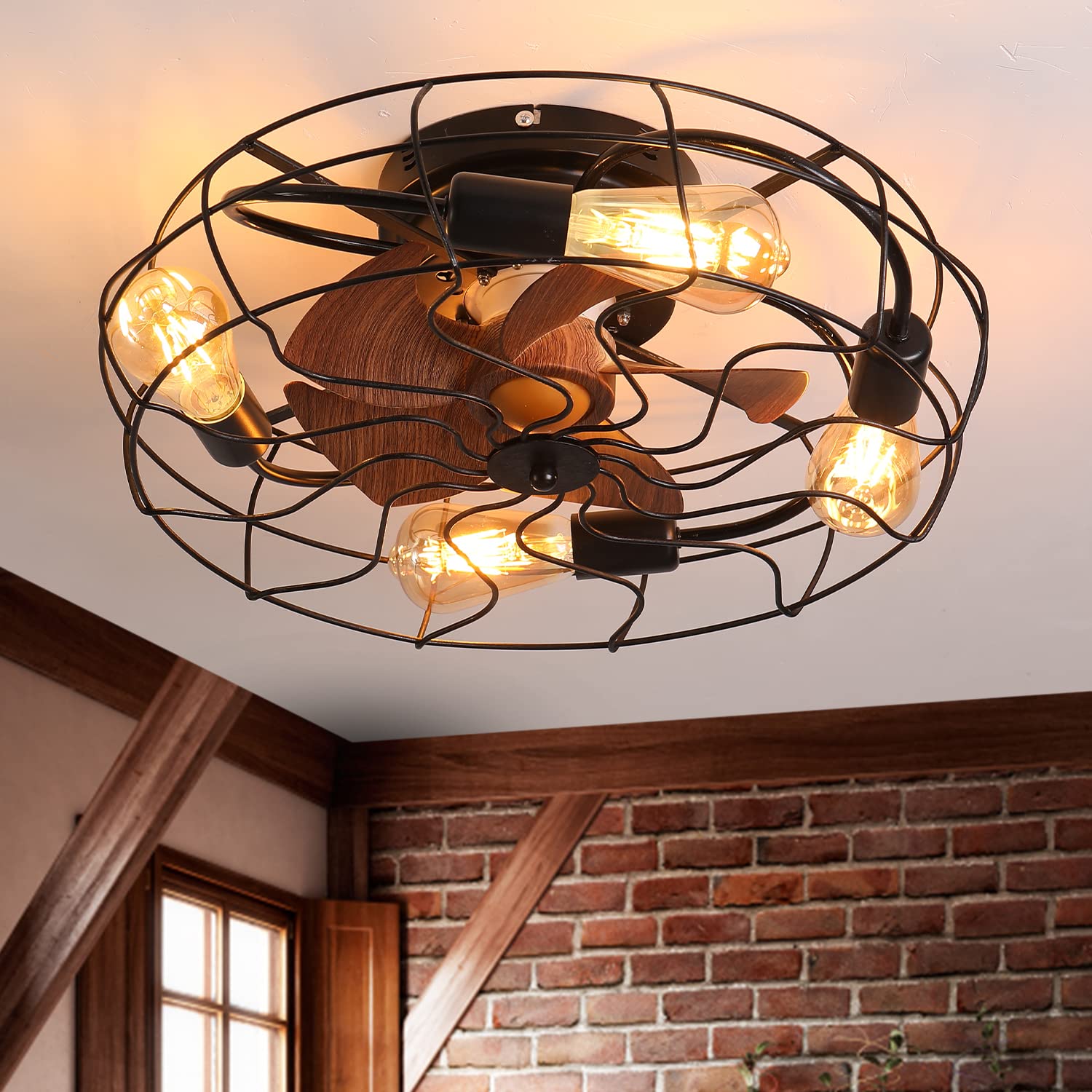 Jwseotu 20 Modern Ceiling Fans With Lights Caged Ceiling Fan ...