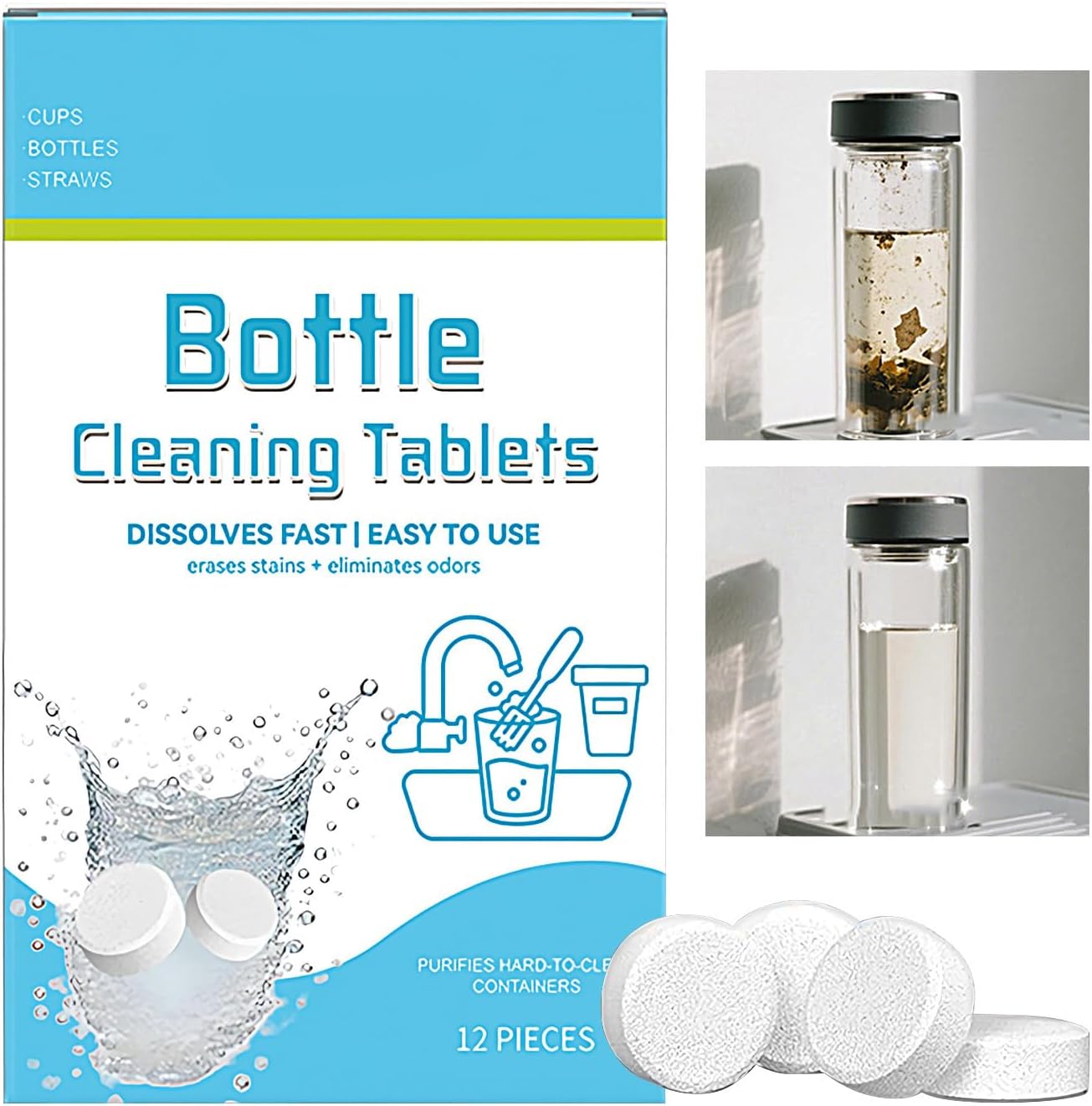 Water Bottle Cleaning Tablets - Stainless Steel Tumbler Cleaning ...