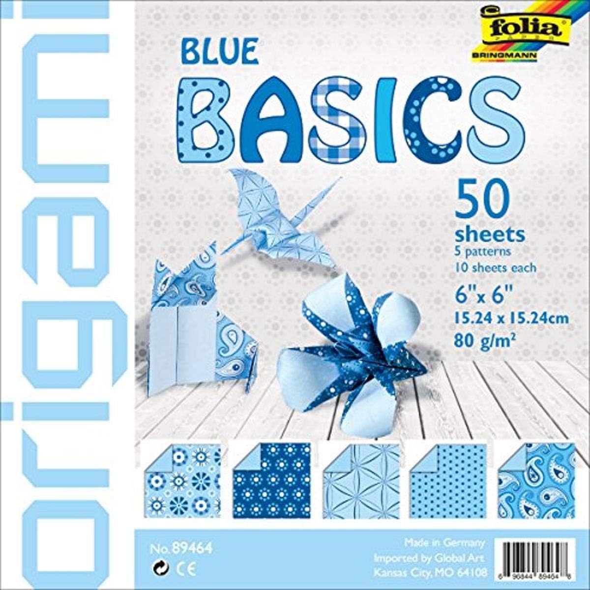 Amazon.com: Global Art 89464 Folia Basics Origami Paper 6"X6" 50/Pkg, Blue