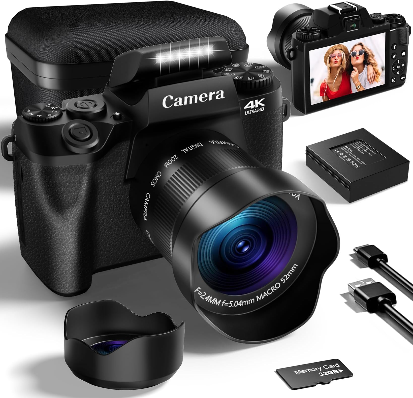 Amazon.com : Saneen Digital Camera, 4k Cameras for Photography, 64MP ...