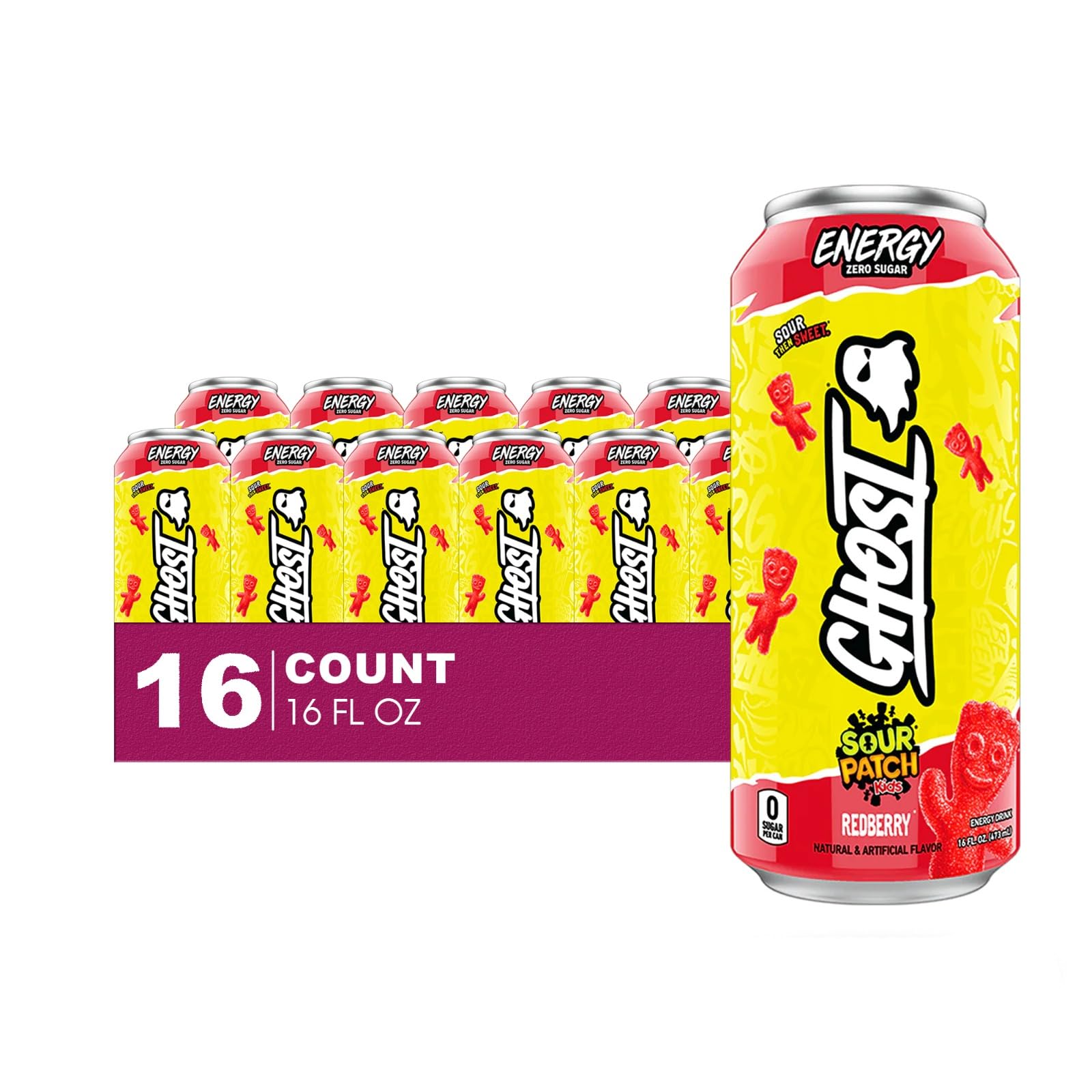 Snapklik.com : Ghost Energy 16-Pack Of Sour Patch Redberry Sugar-Free ...