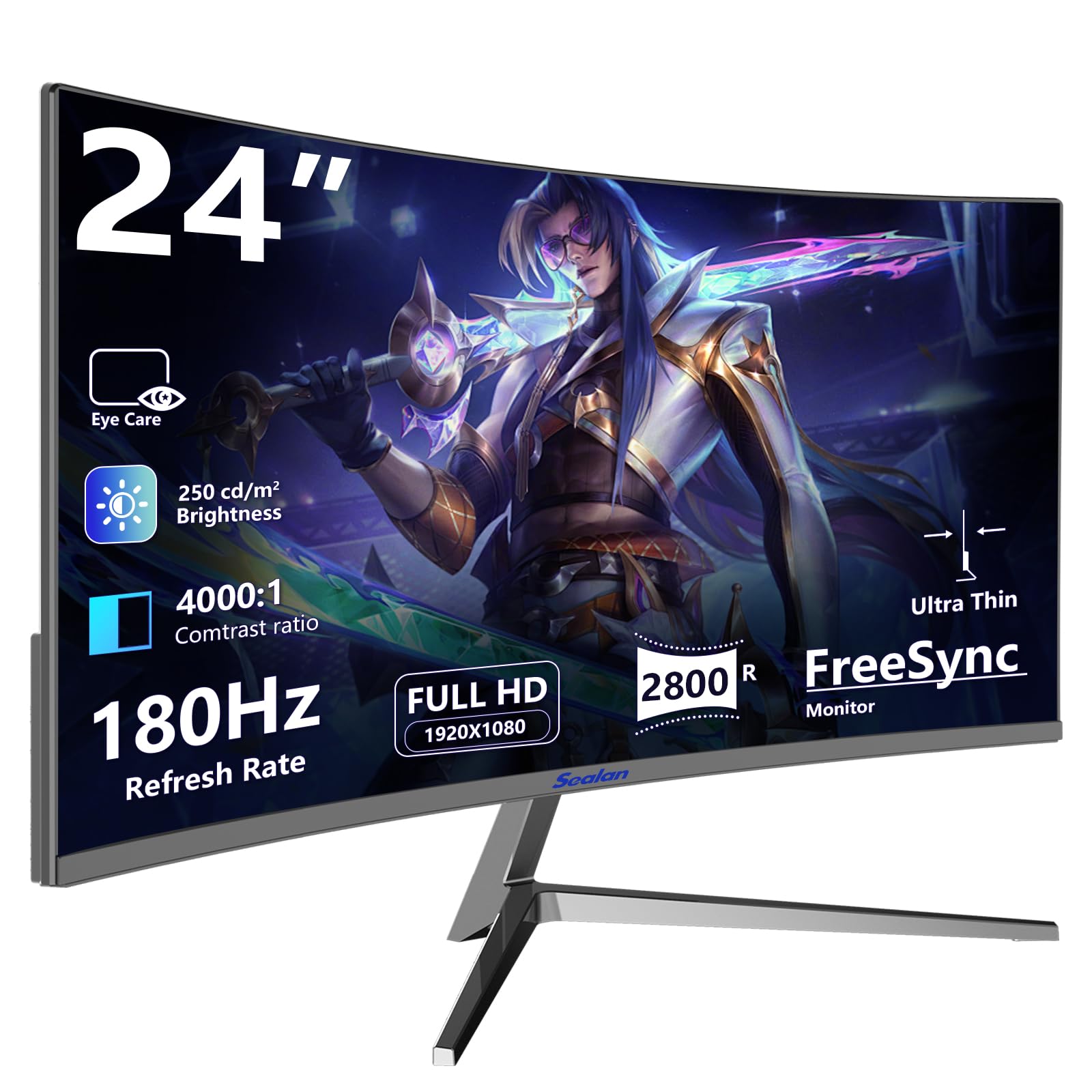 Snapklik.com : 24 Inch Curved Gaming Monitor 180hz Full HD 1080P ...