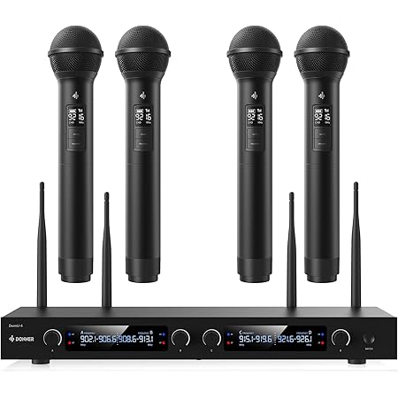 Amazon.com: PRORECK MX44 4-Channel UHF Wireless Microphone System with ...